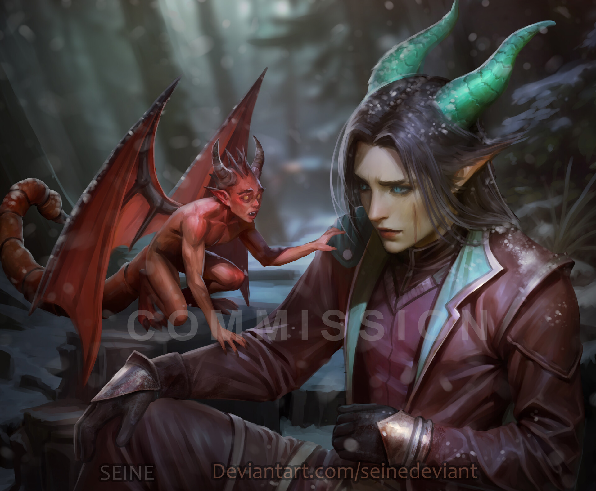 ArtStation - Tiefling in snow forest