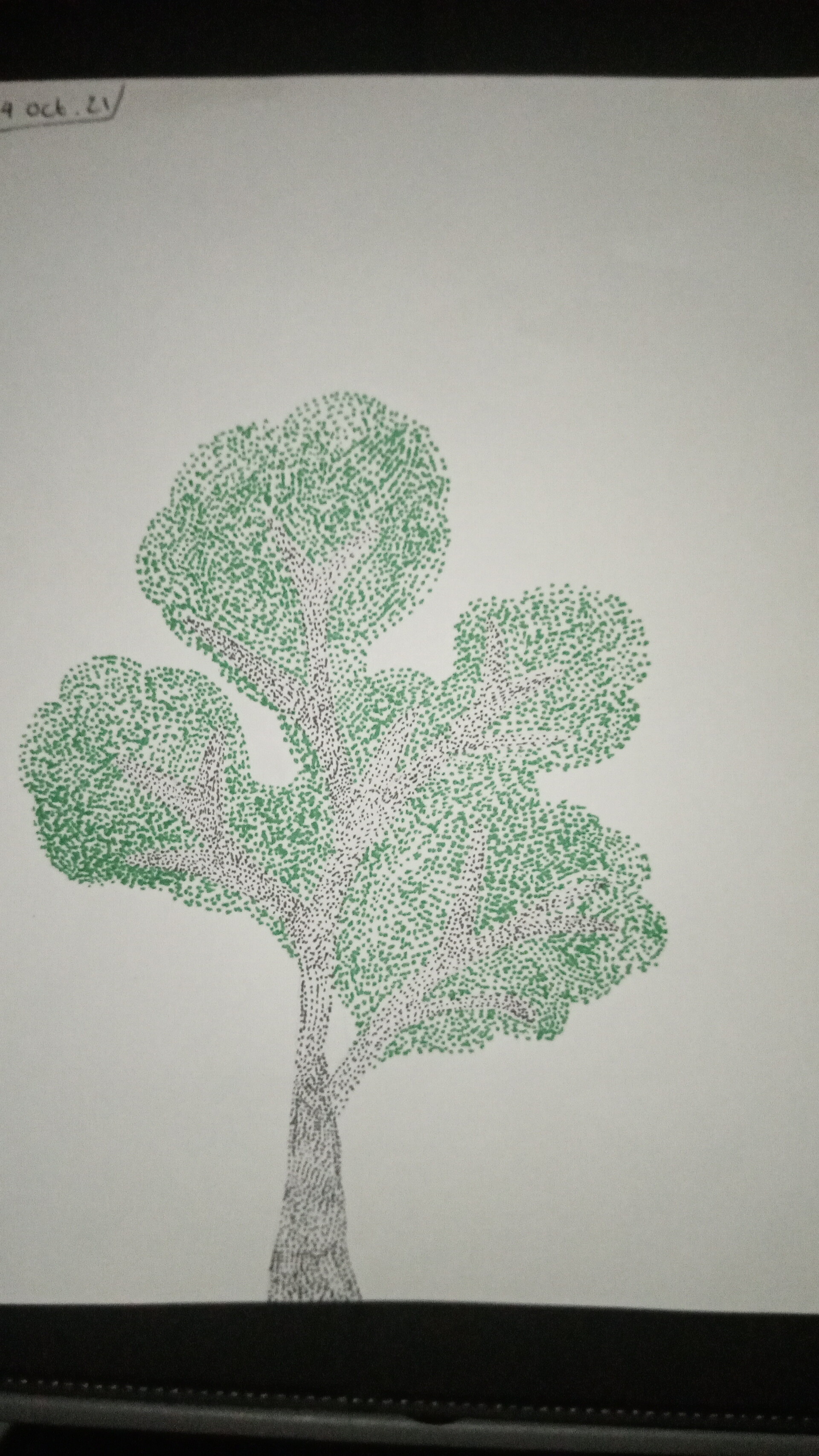 ArtStation - Pointillism tree and a sketch from a Pinterest reference.