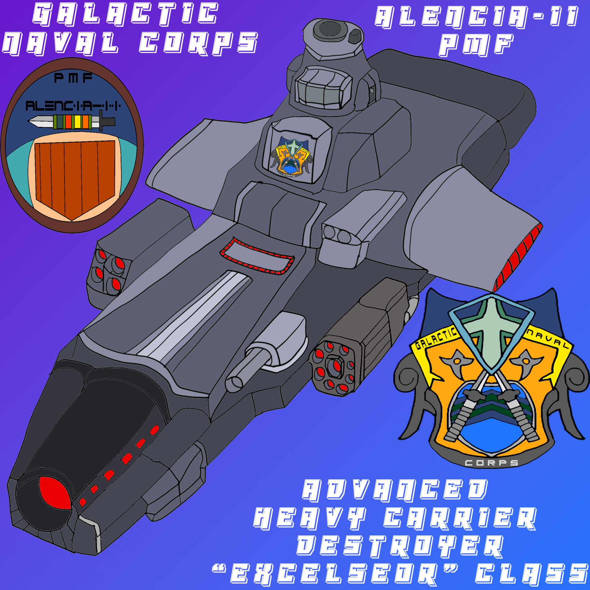 ArtStation - Galactic Naval Corps Advanced Heavy Carrier Destroyer "Excelseor" Class