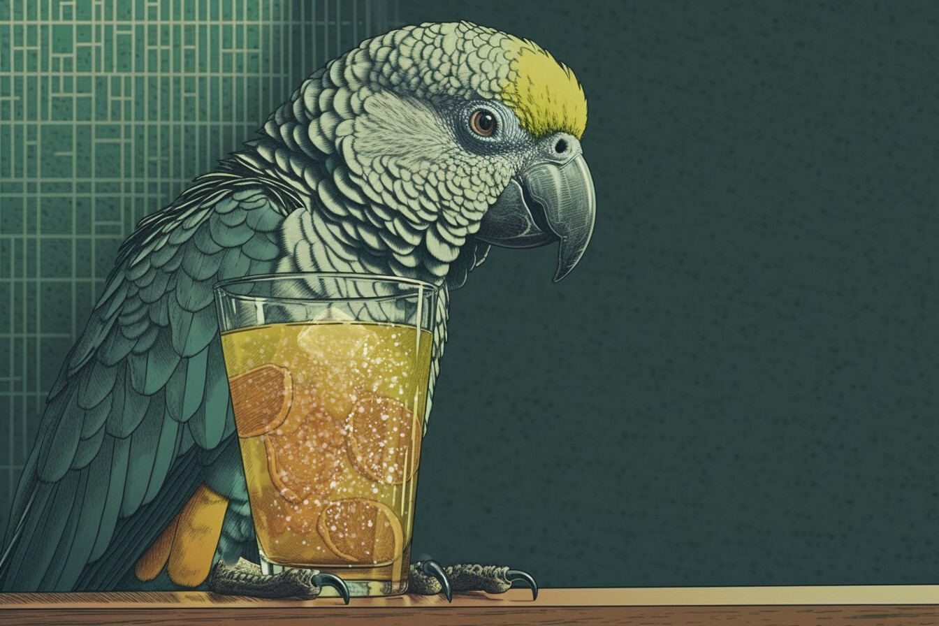 ArtStation - 70s hotel bird drinking lemonade