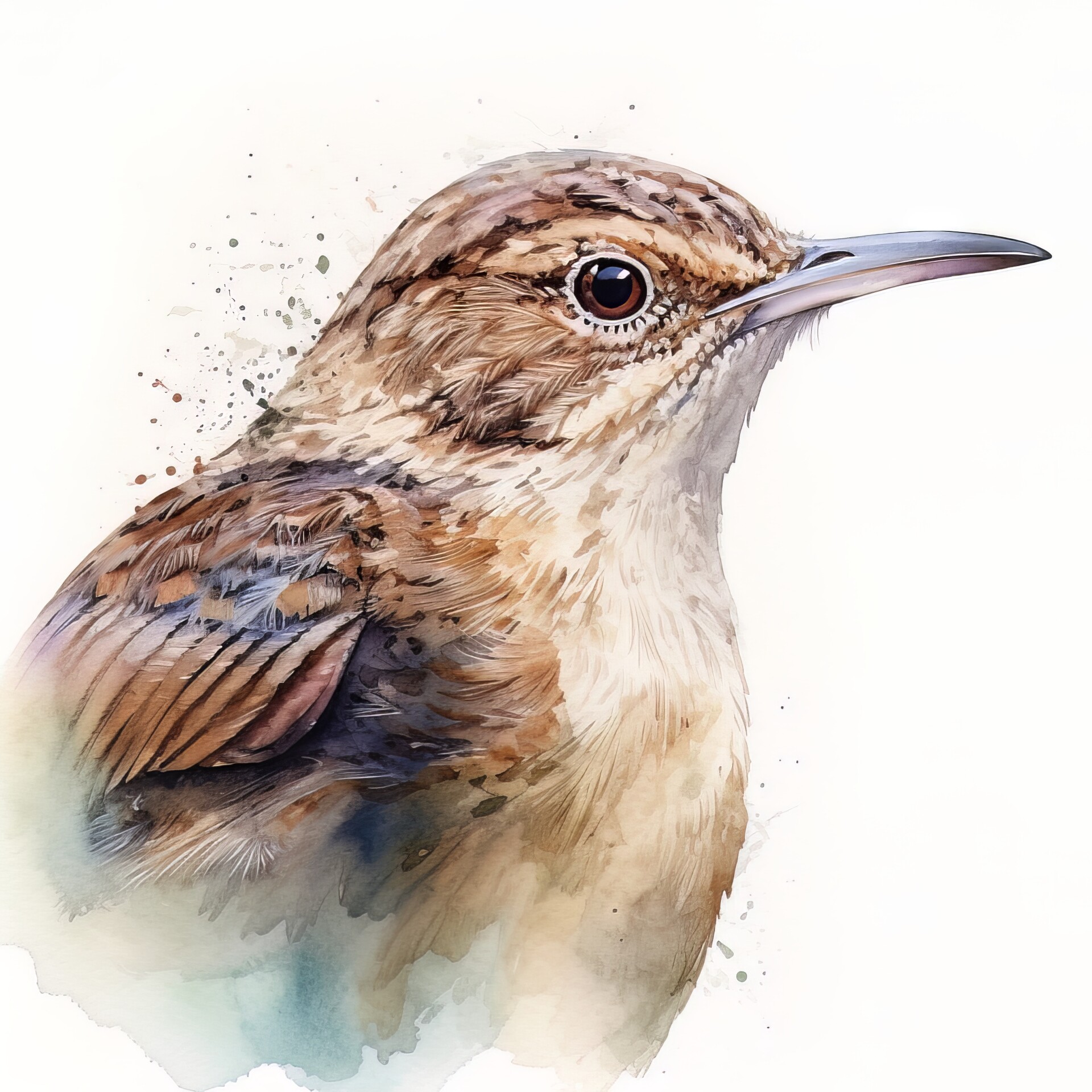 ArtStation - Wren Bird Portrait Watercolor Painting