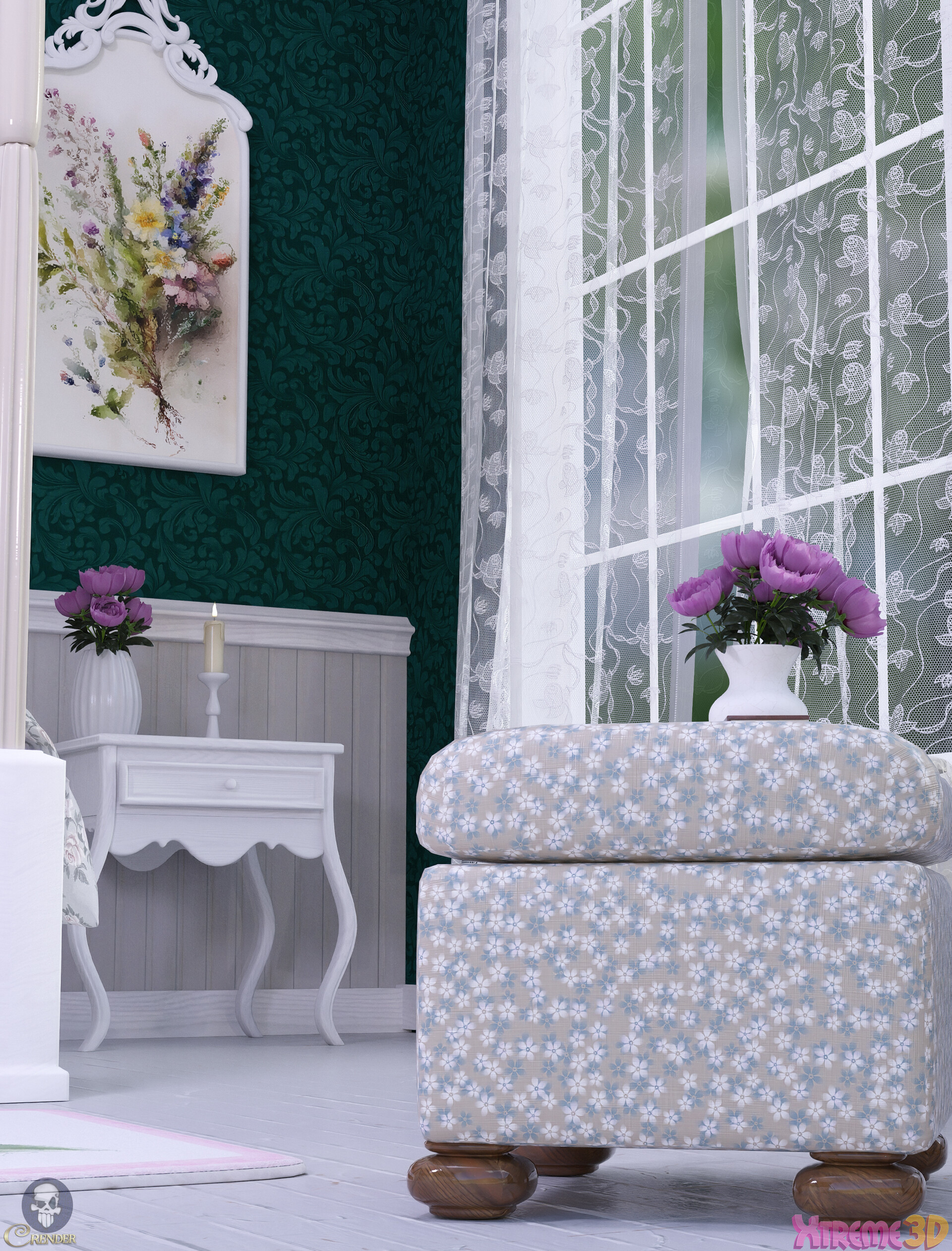 Xtreme3D Studio - Elegant Romantic Bedroom Vignette by Amaranth