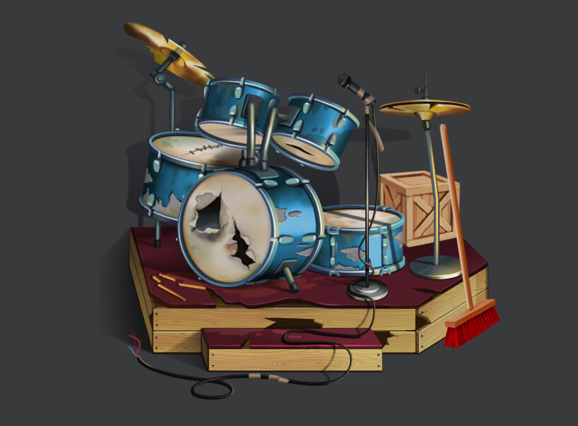 Broken Drum Cartoon