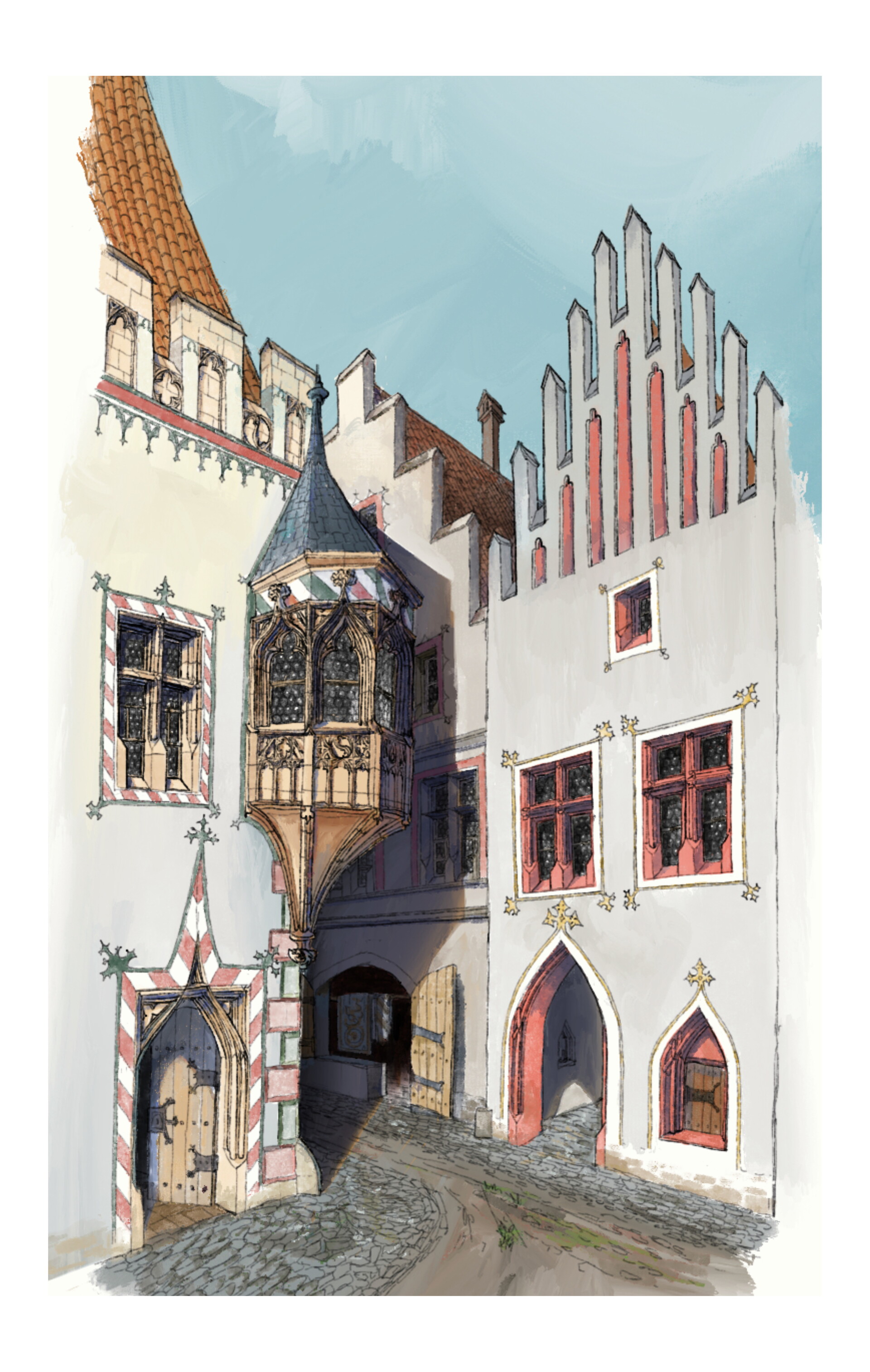 ArtStation - Mid 14th Century bohemian town scene