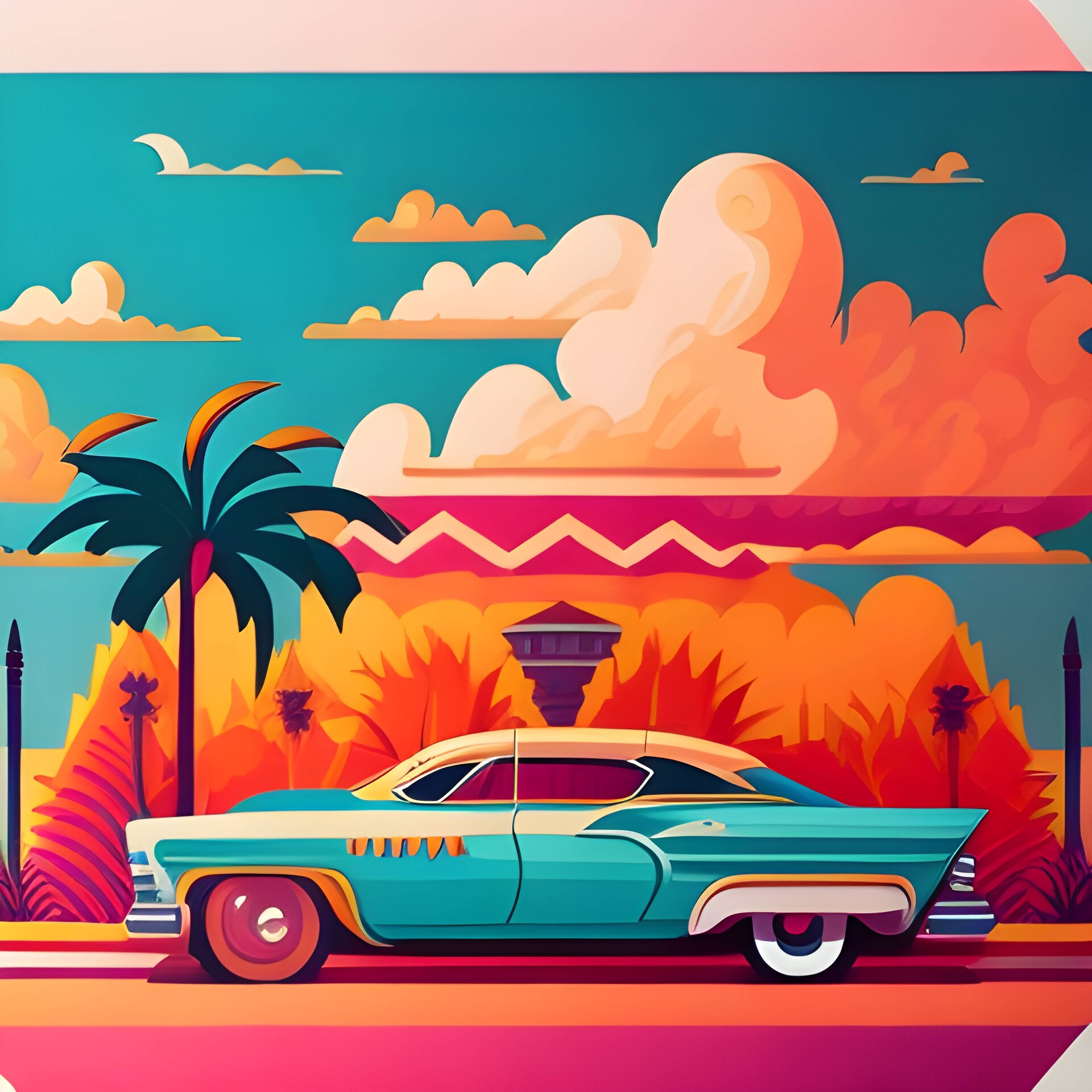 ArtStation - sunset car