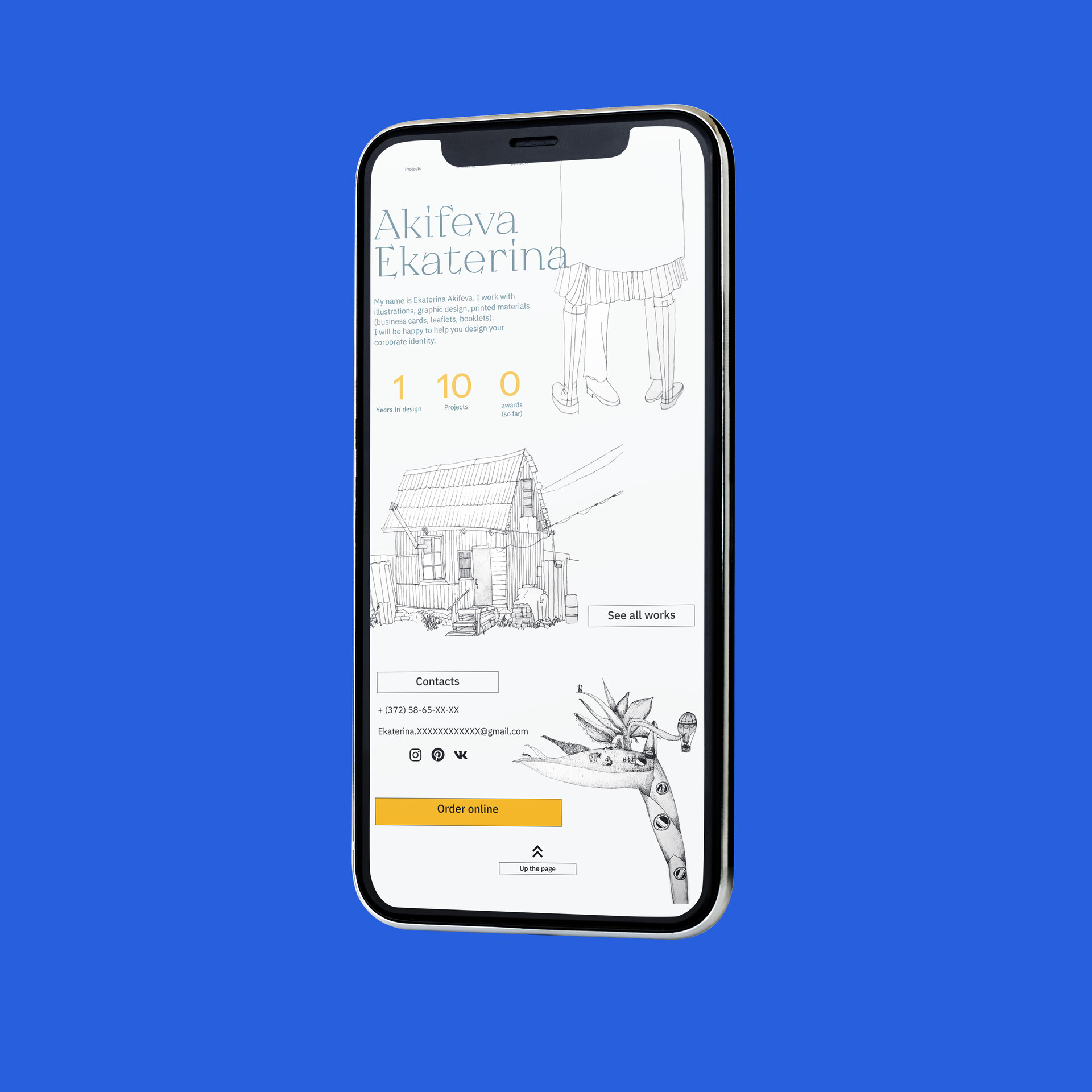 ArtStation - Website for an illustrator-designer simple and light