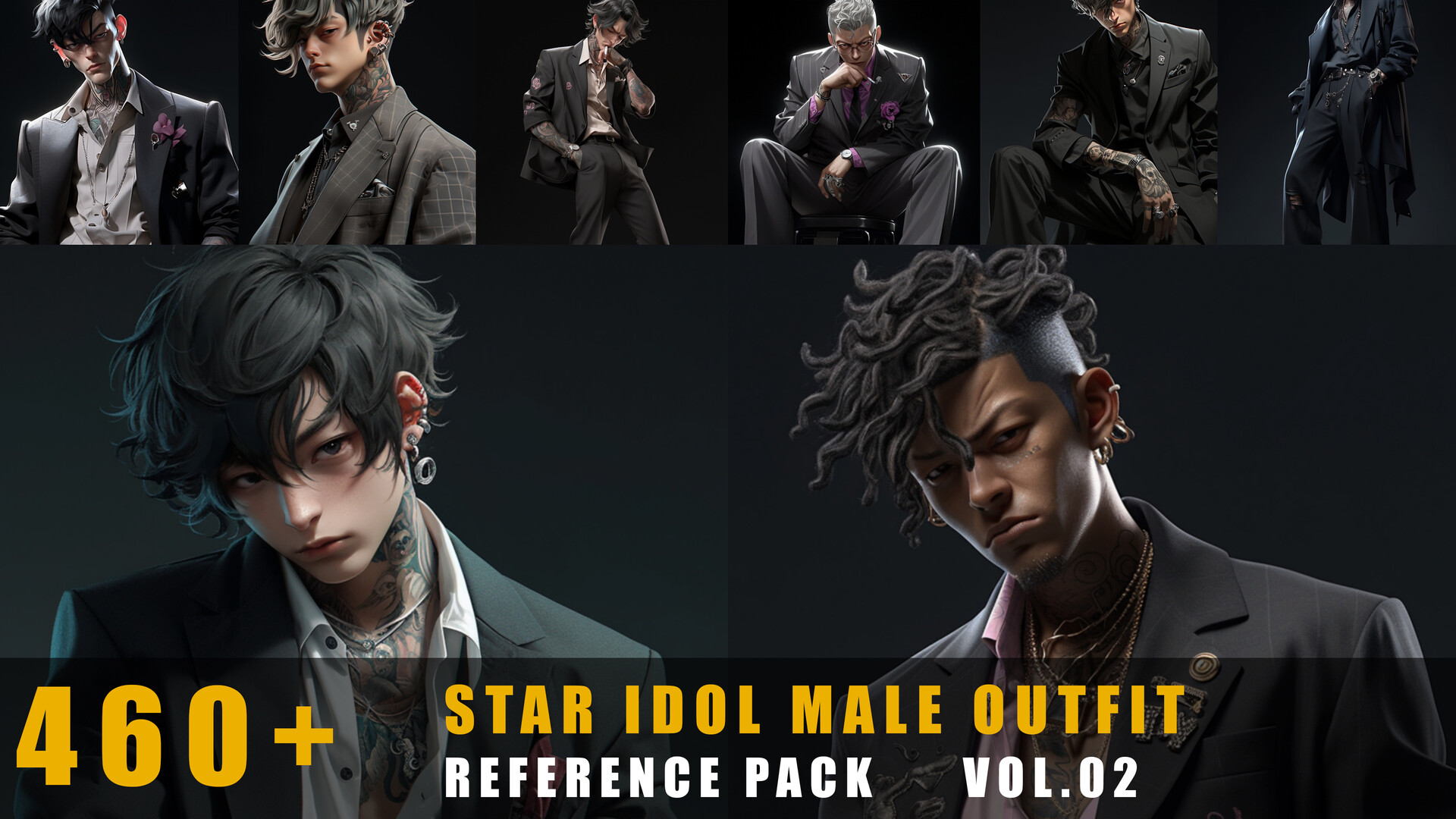 WaterLaw's Studio - 460+ Star Idol Male Outfit - References Pack Vol.02