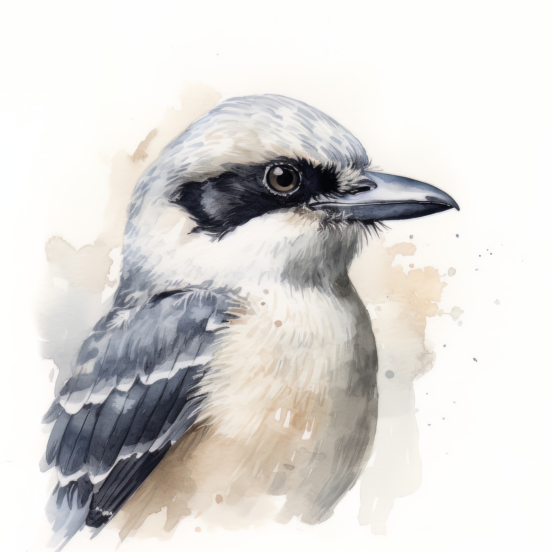 ArtStation - Loggerhead Shrike Bird Portrait Watercolor Painting