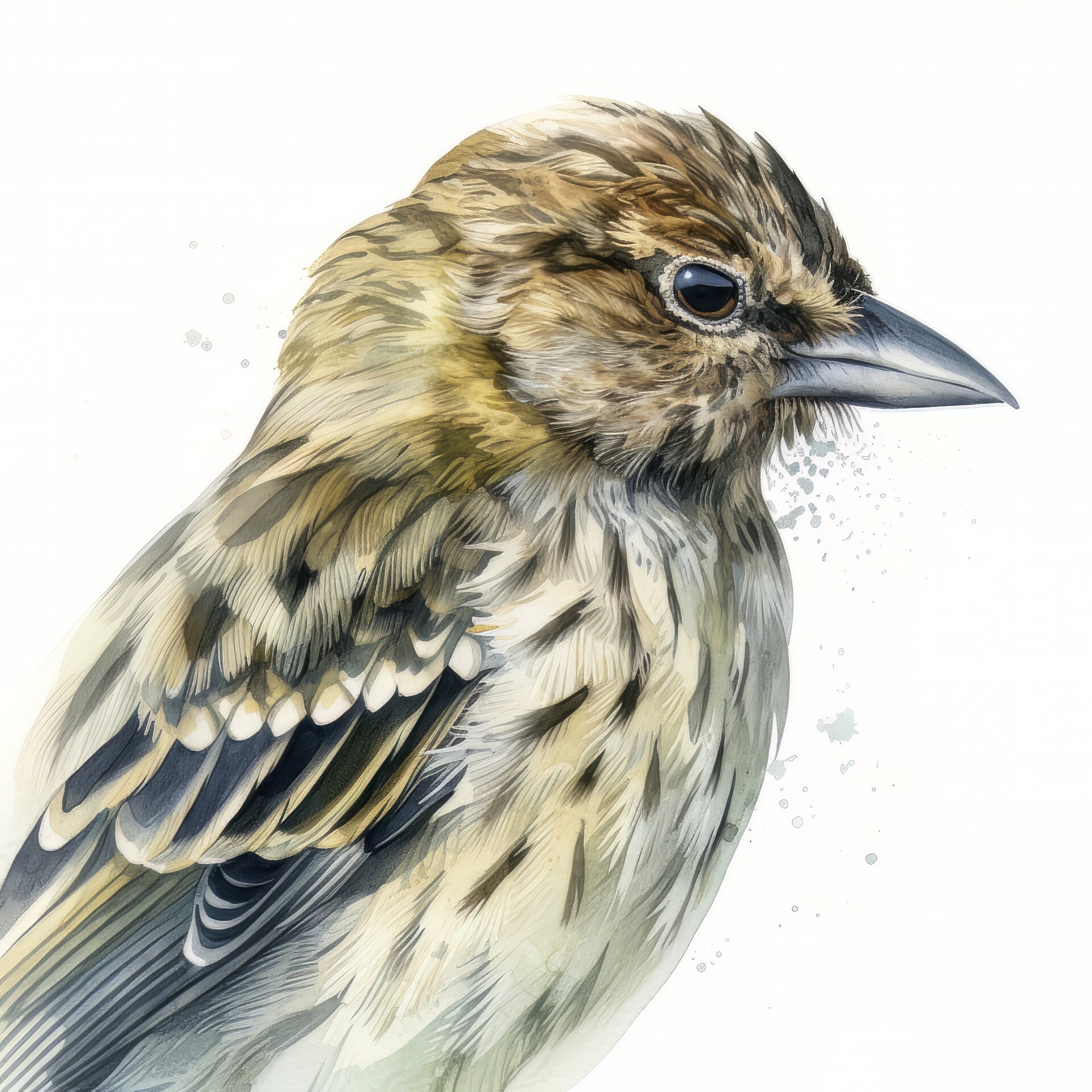 ArtStation - Pine Siskin Bird Portrait Watercolor Painting