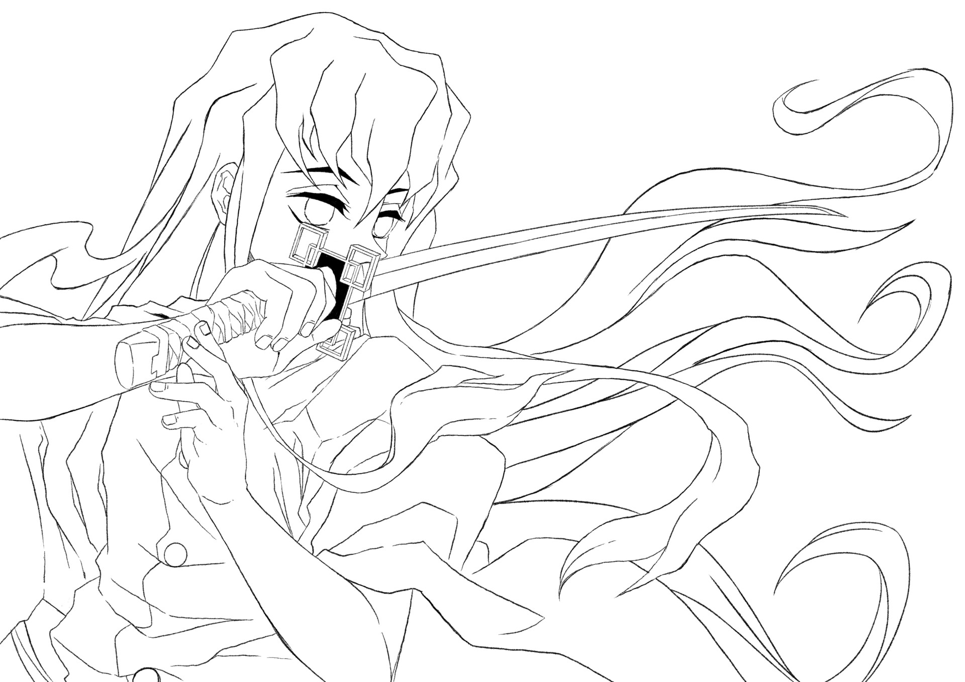 demon slayer coloring pages muichiro