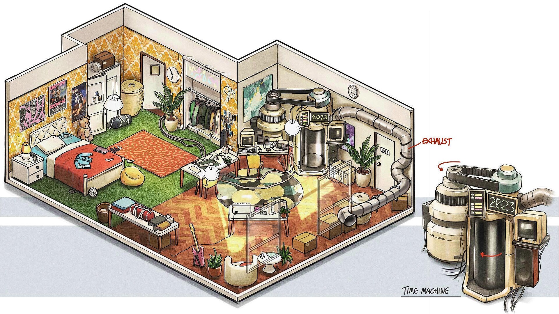 ArtStation - time machine bedroom