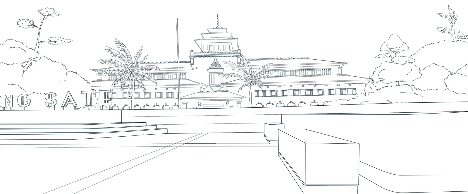 Wildan Hari Pratama - Gedung Sate Bandung In Semi Realistic Style