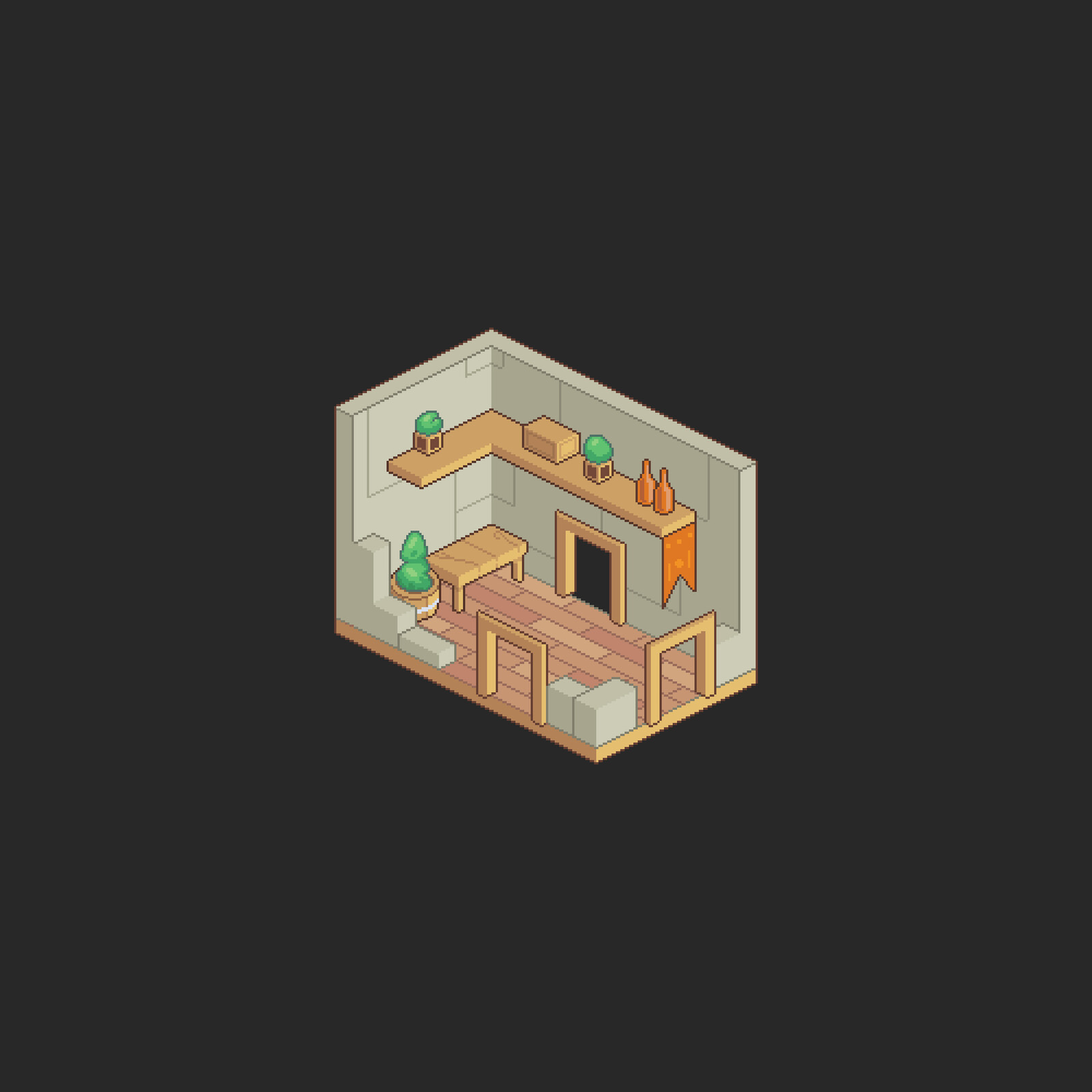Valerio Colonna - Pixel Art Interior Isometric View