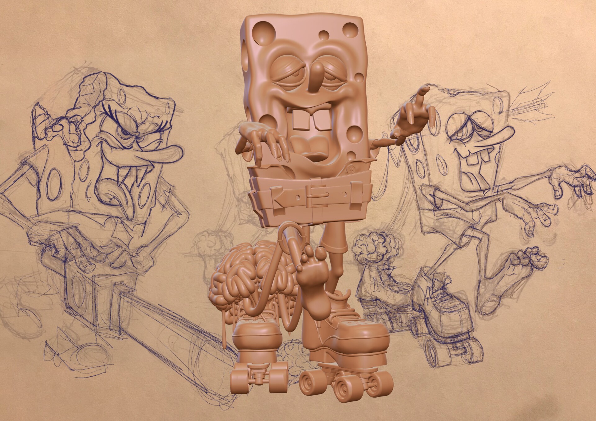 ArtStation - WIP 3d sponge ZOMB