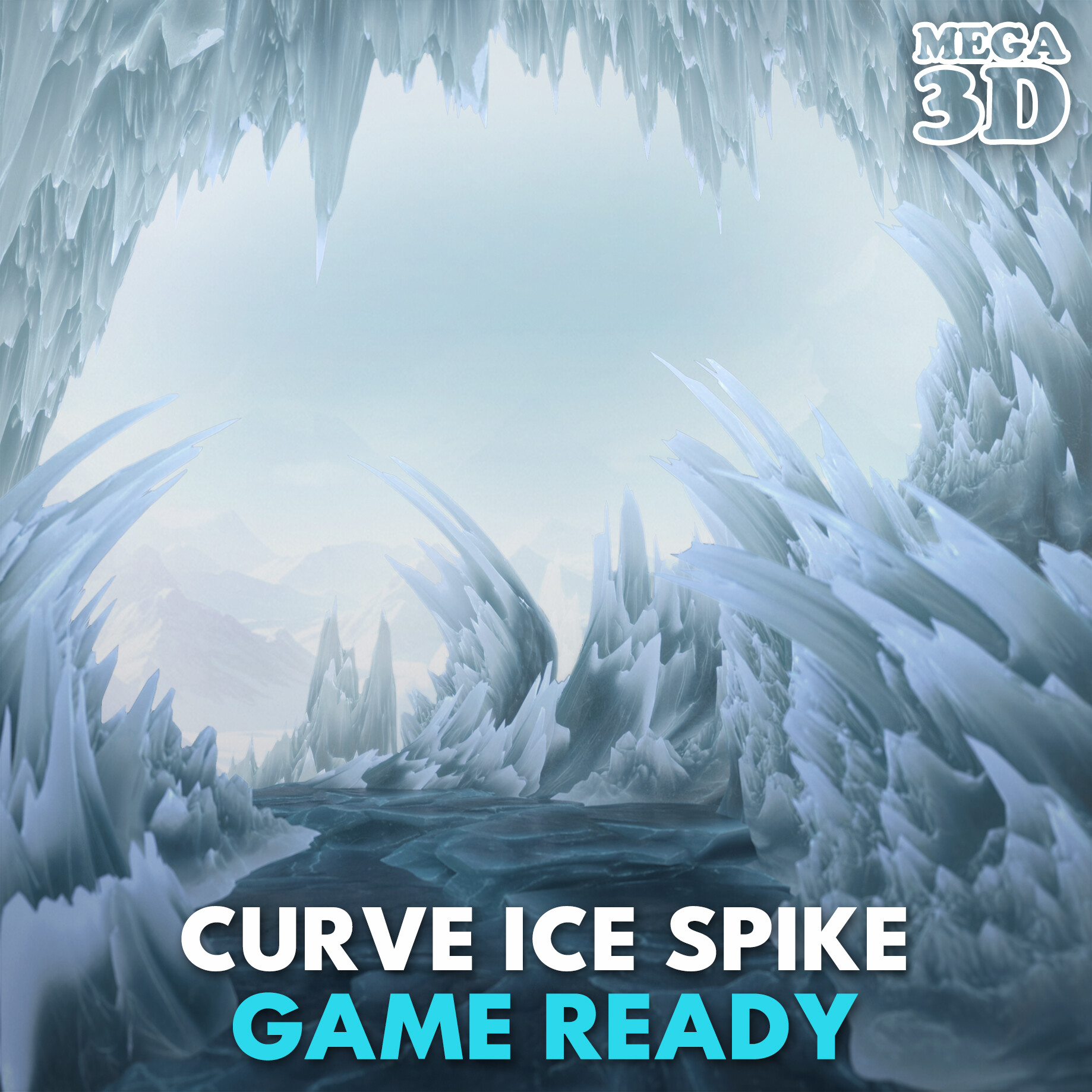 ArtStation - Low poly Curve Ice Spike Cave 230503