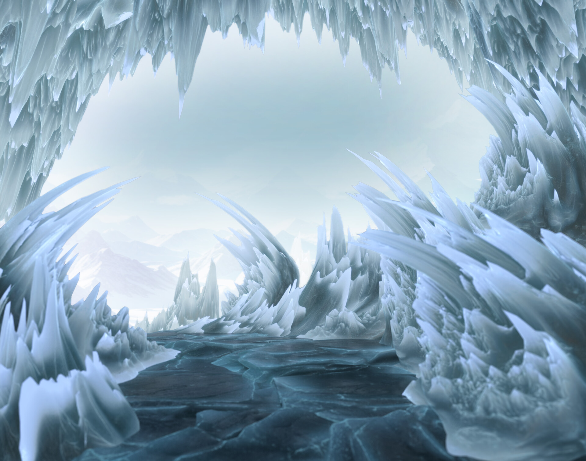 3D Models by 3D Landscape - Low poly Curve Ice Spike Cave 230503
