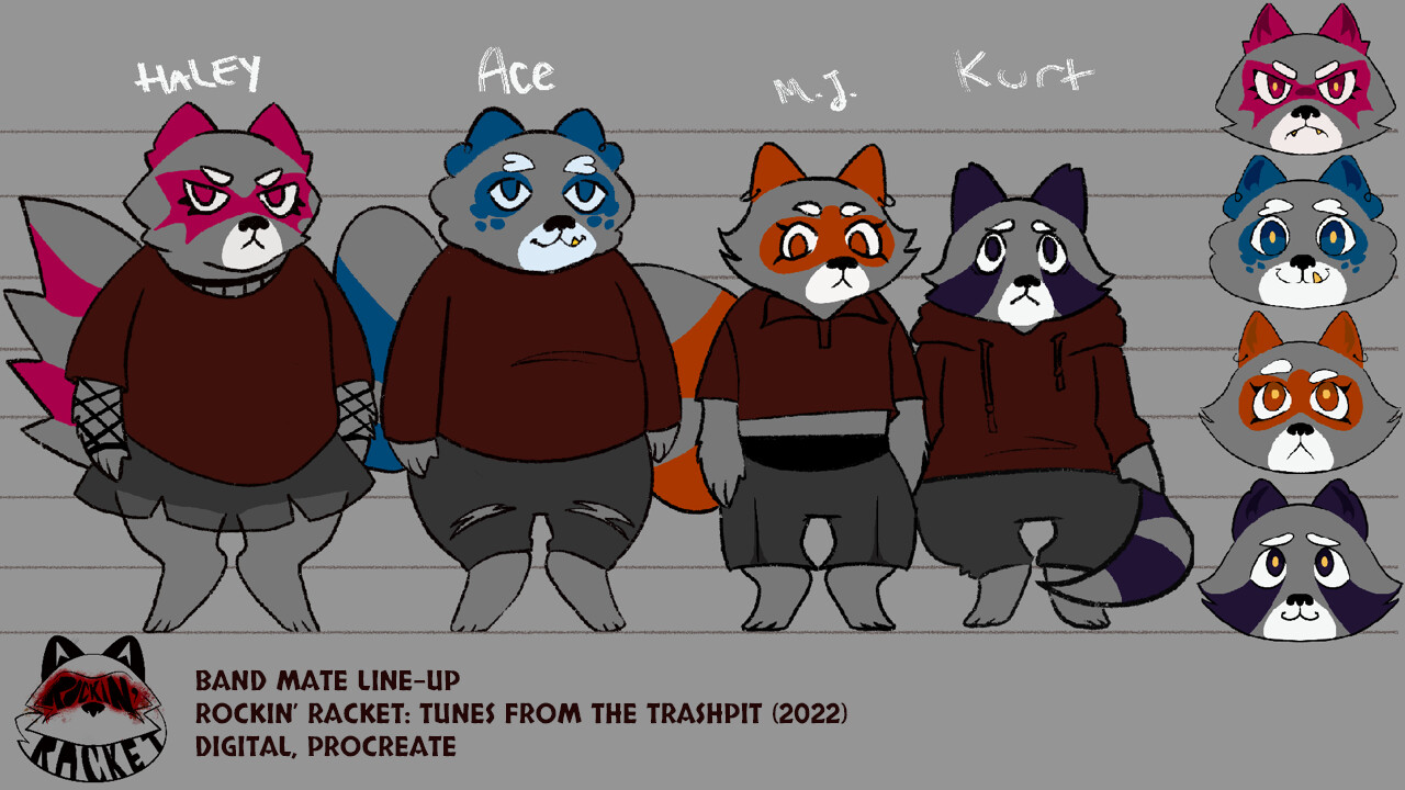 ArtStation - ROCKIN' RACKET - Bandmate Line-Up (Character Exploration)