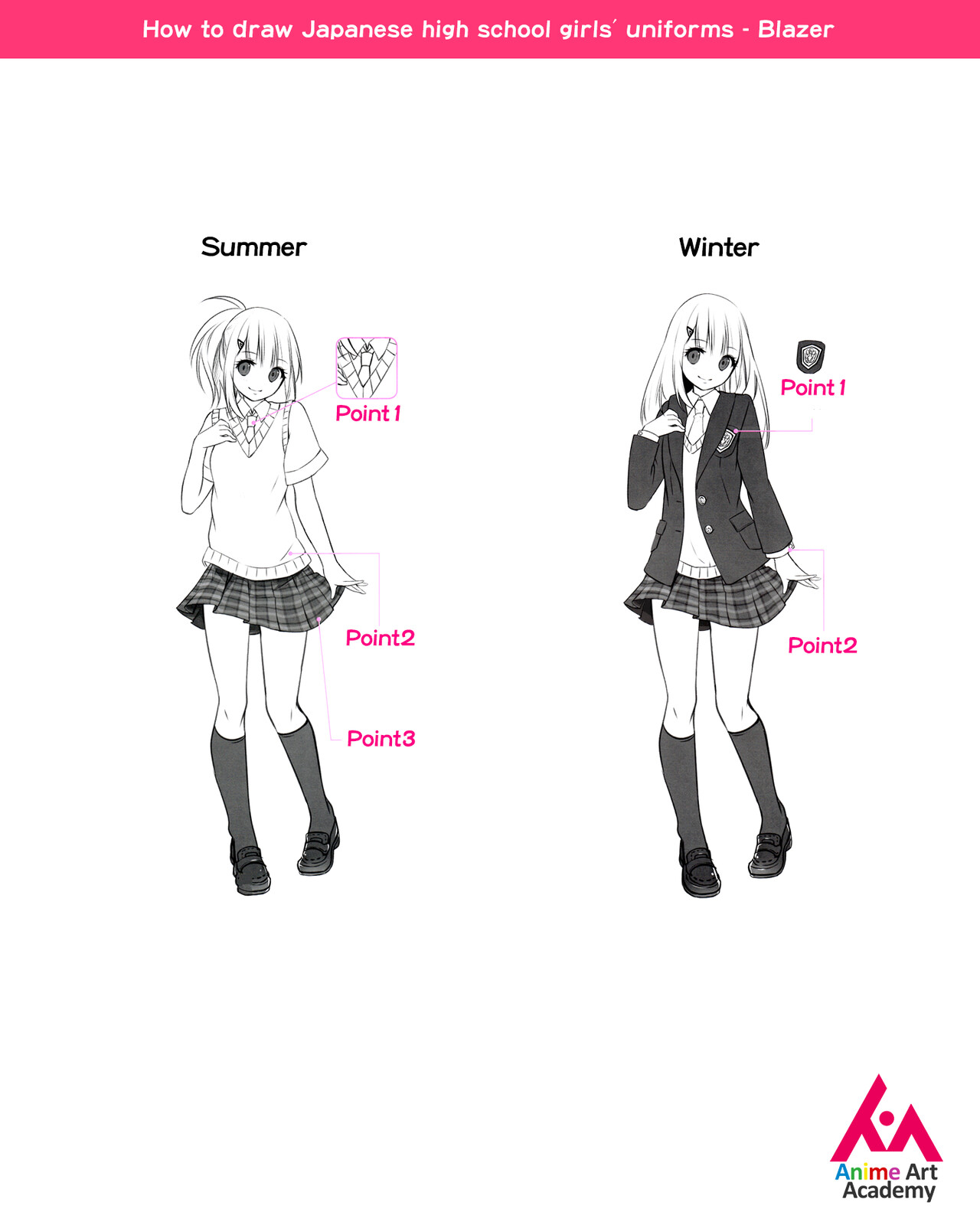 Anime Art Academy - How to draw Japanese high school girls’ uniforms ...