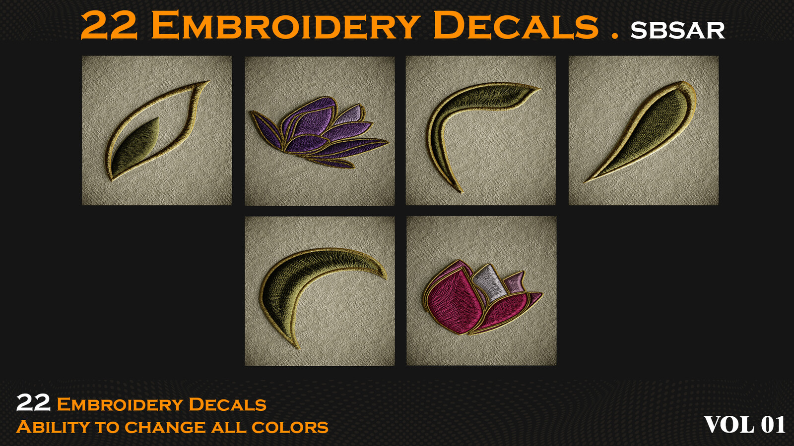 Diamond Studio - 22 Embroidery Decals.Vol 01