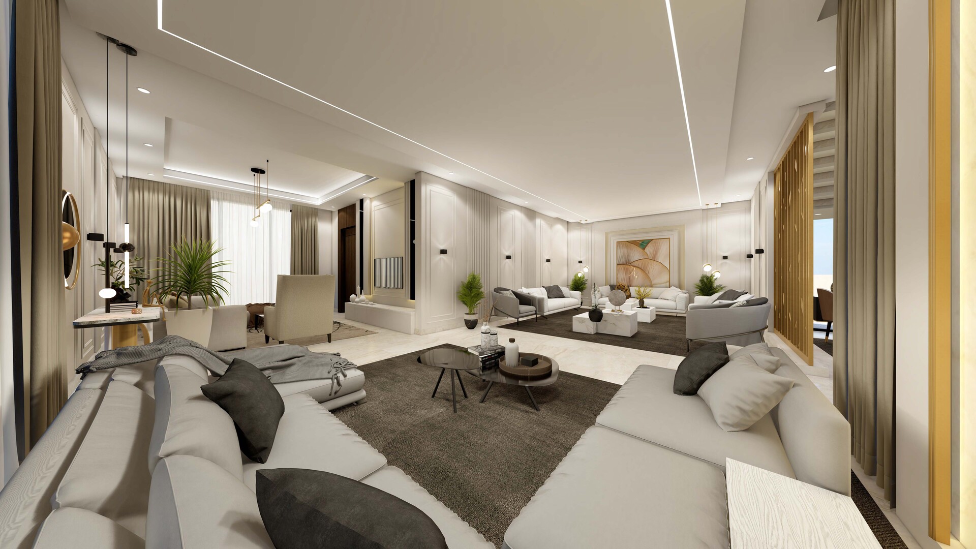 ArtStation - GROUND FLOOR HALL DESIGN || MODERN INTERIOR