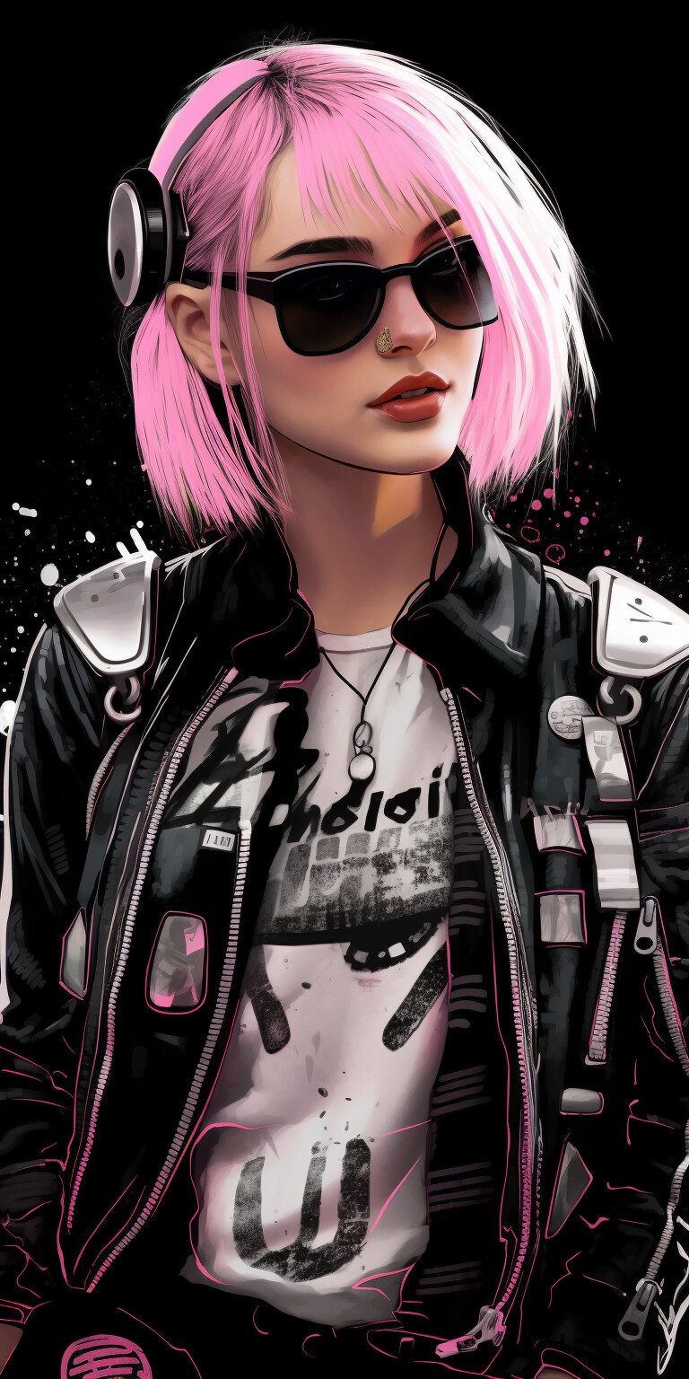 Anime Punk Girl With Headphones