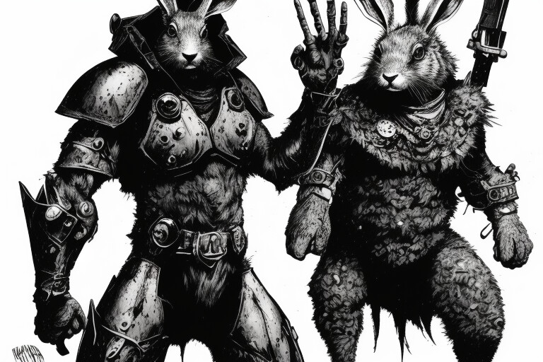 ArtStation - armored hare and hare hunter (AI)