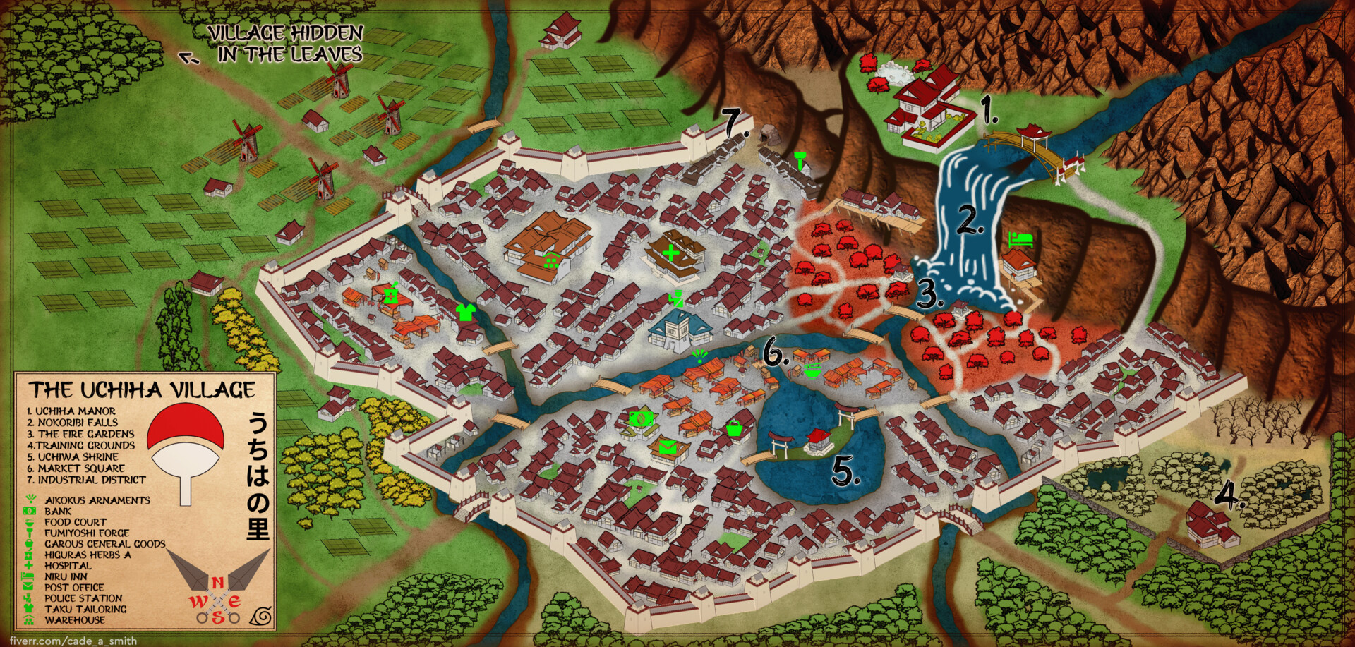 ArtStation - Town Map Commission: The Uchiha Village