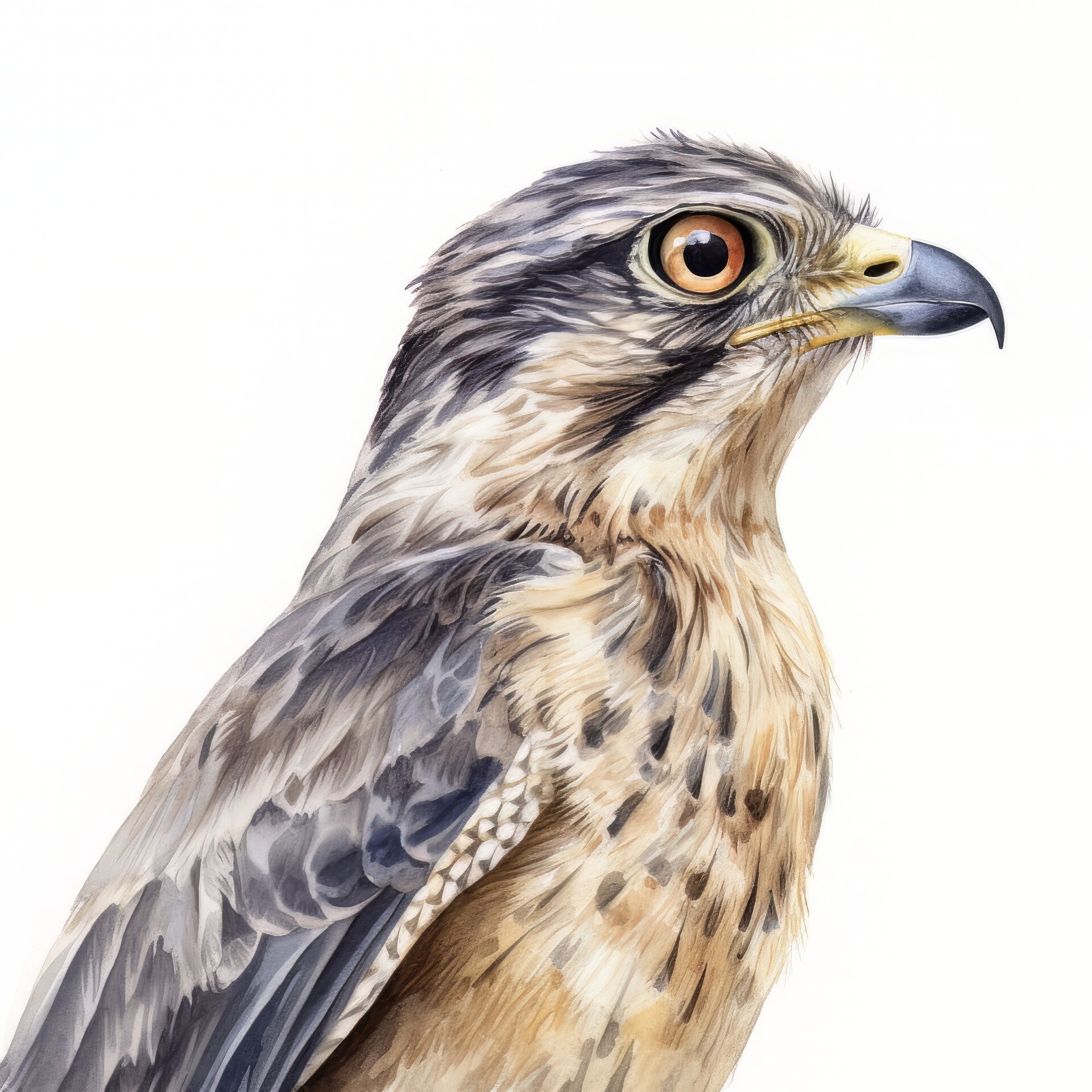 Francois Ringuette - Merlin Bird Portrait Watercolor Painting
