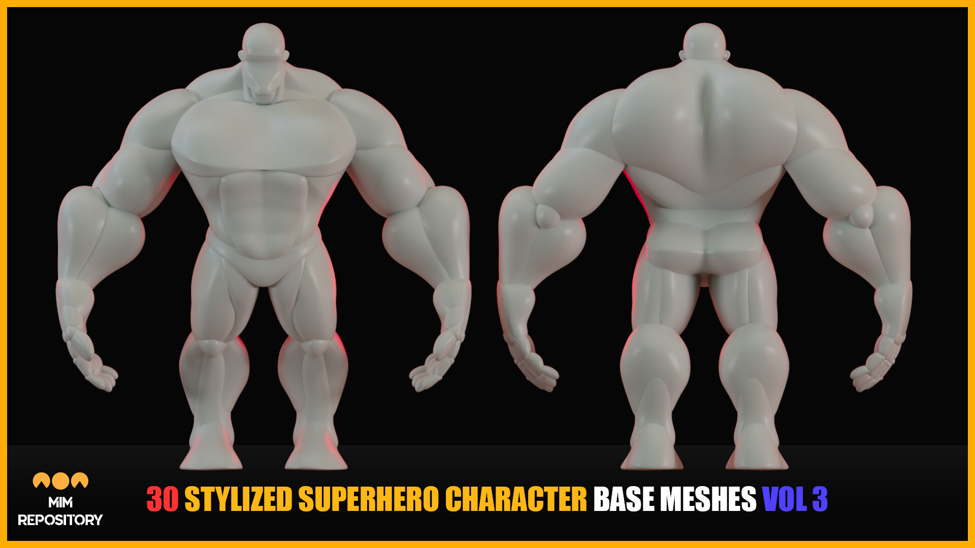 3D Assets Repository - 30 Stylized Superhero Character Base Meshes - VOL 3