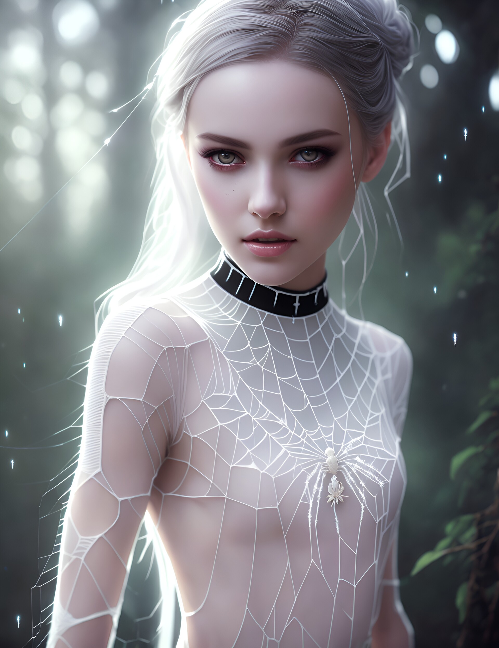 Artstation Ai Generated White Spider Girl