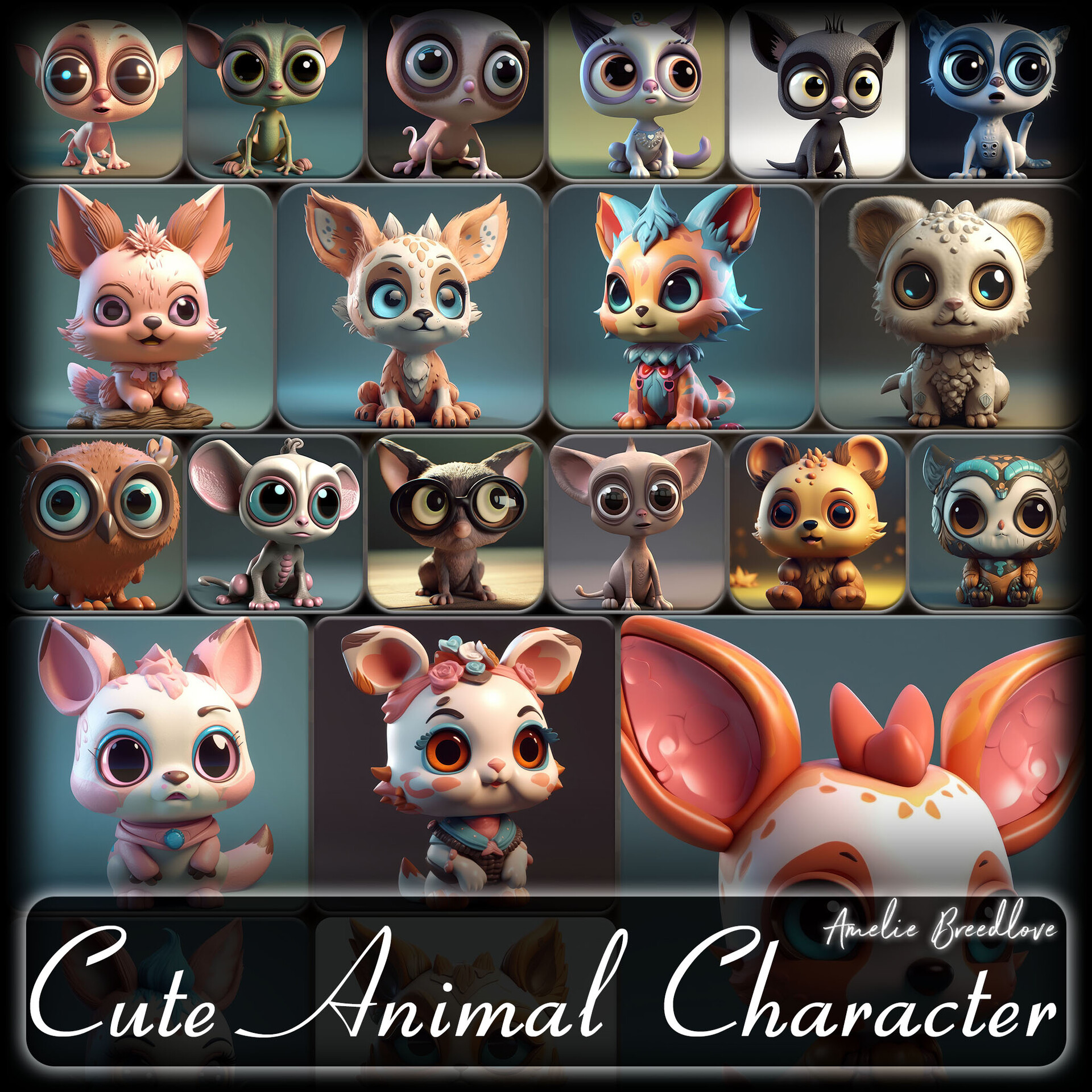Amelie Breedlove - 200 Cute Animal Character (Full Body) Reference Pack ...