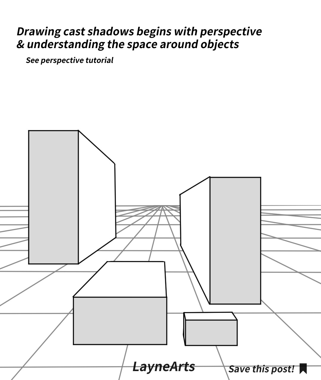 how to draw cast shadows in perspective