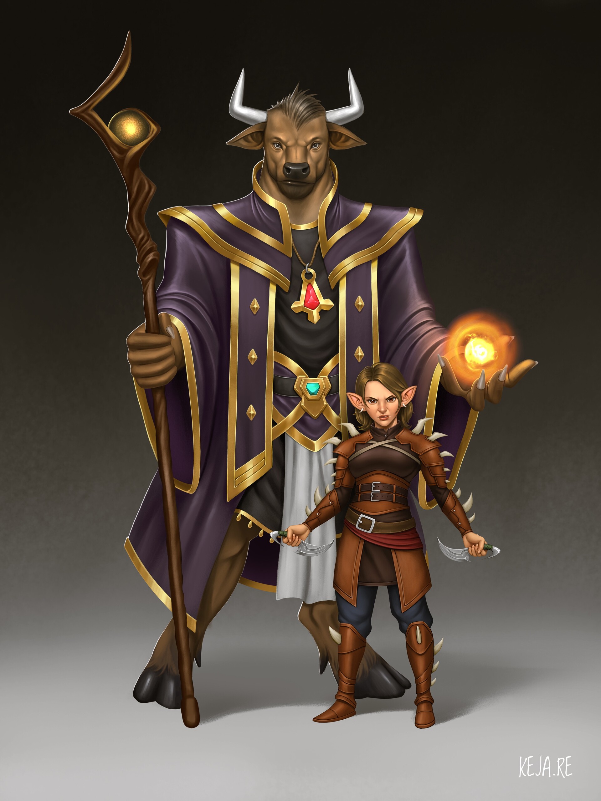 ArtStation - Minotaur Wizard and Gnome