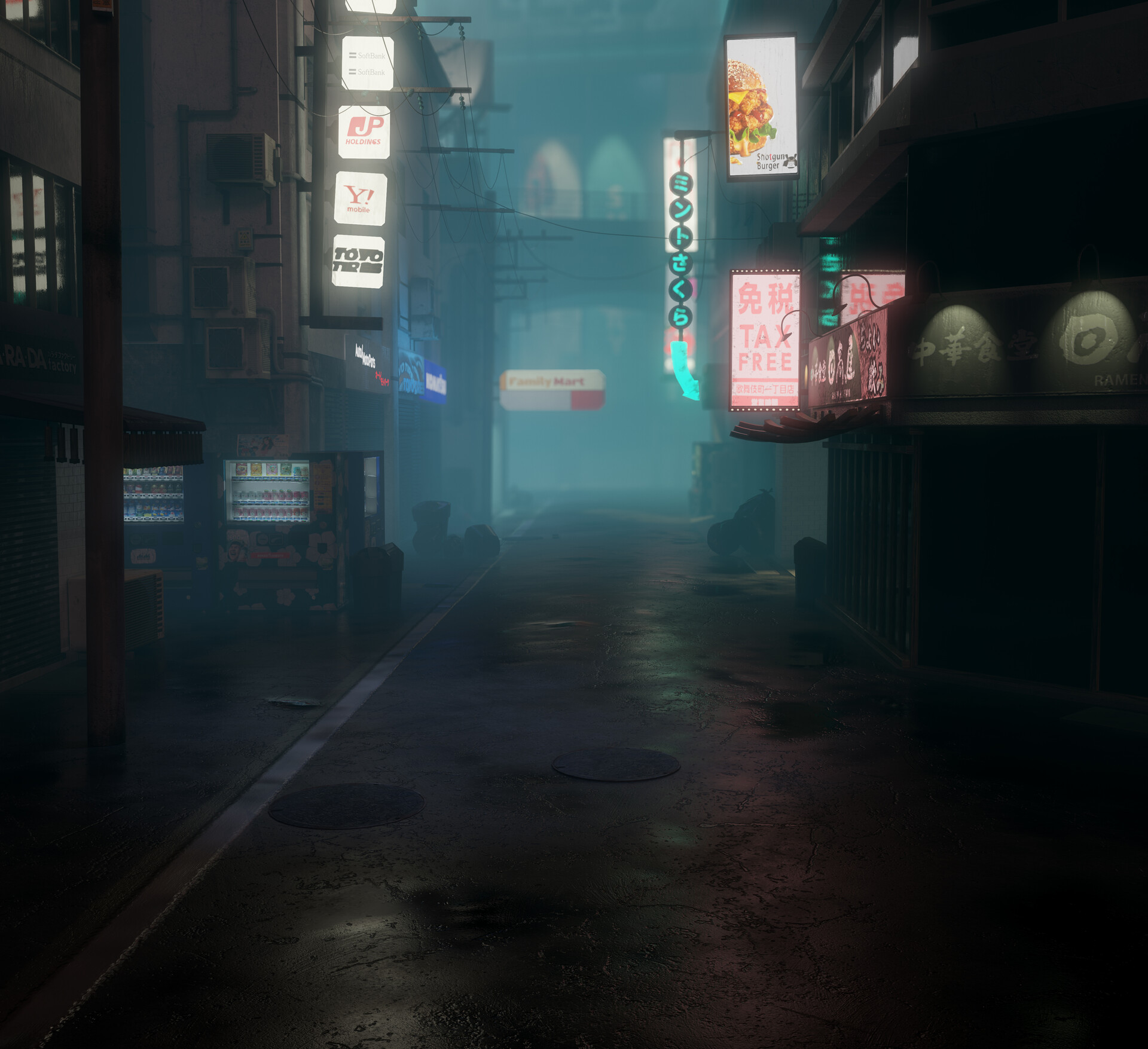 ArtStation - Japan night street