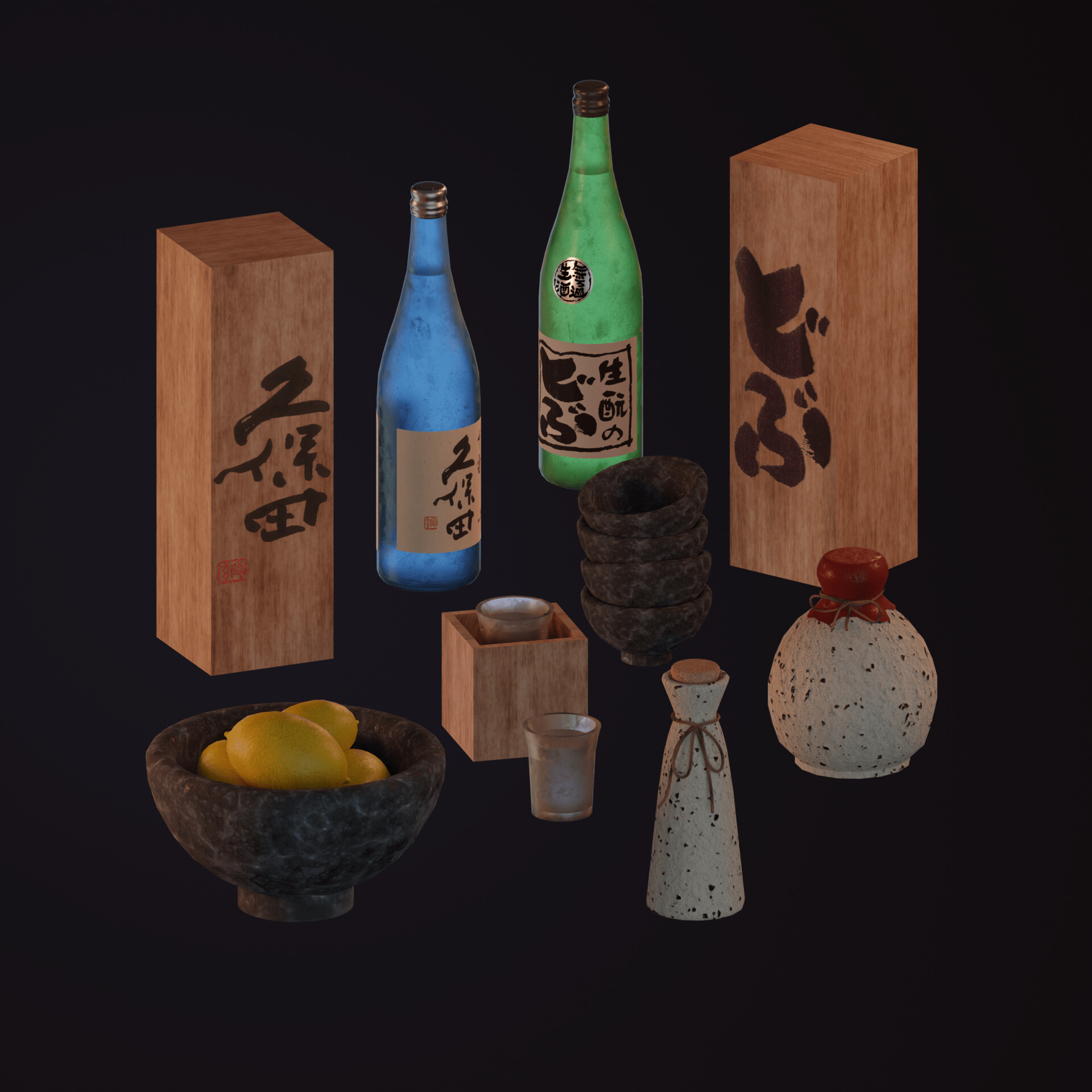 ArtStation - Sake Bottles