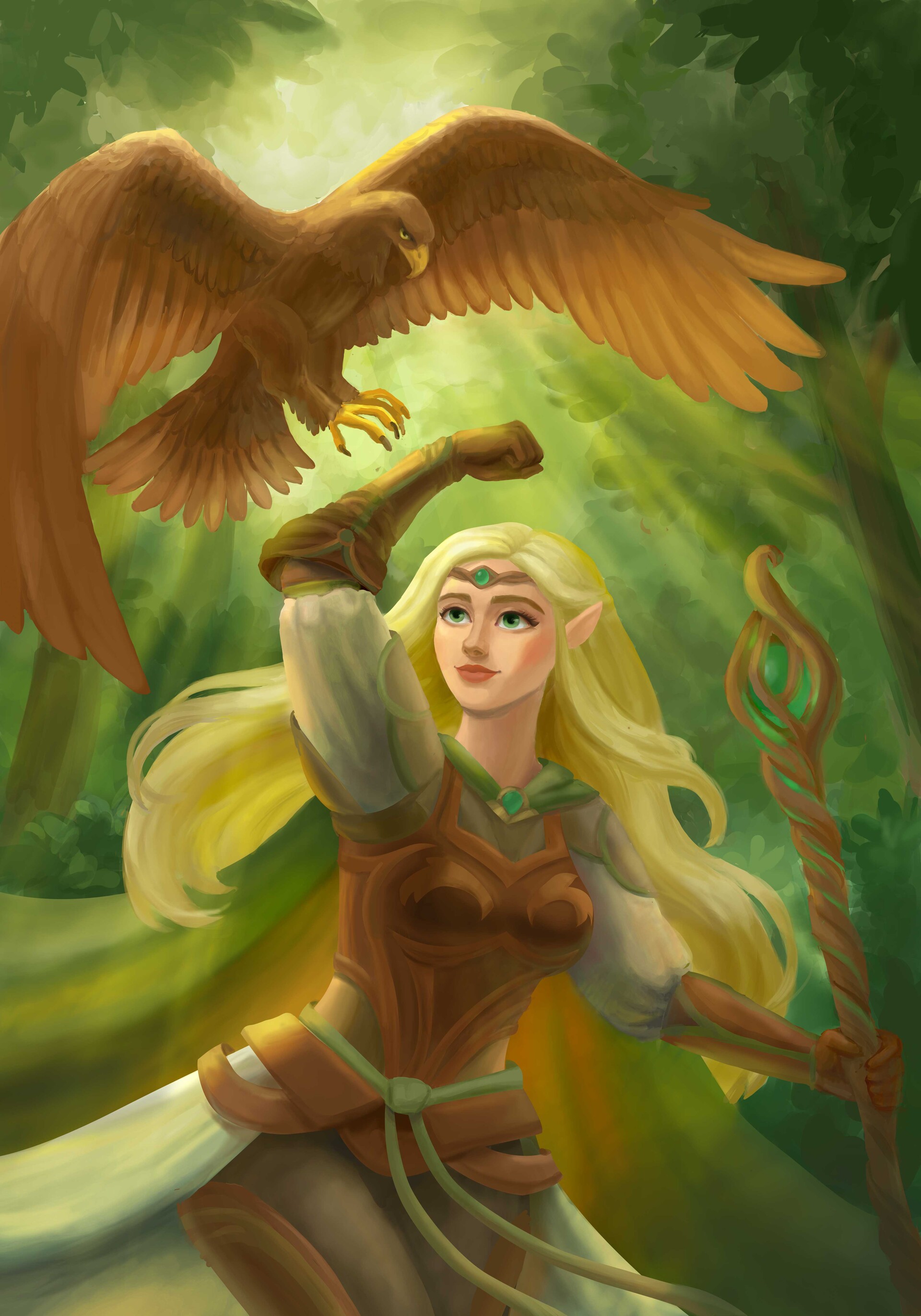 ArtStation - The elf guardian and an eagle