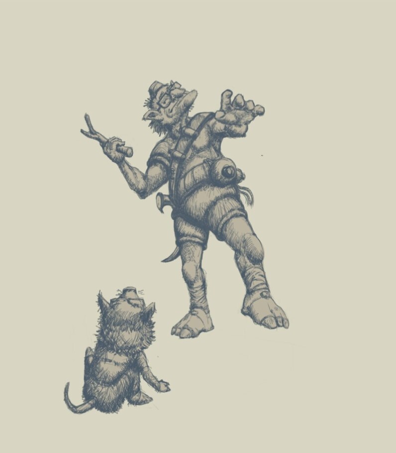 ArtStation - An ancient troll with his pet.
