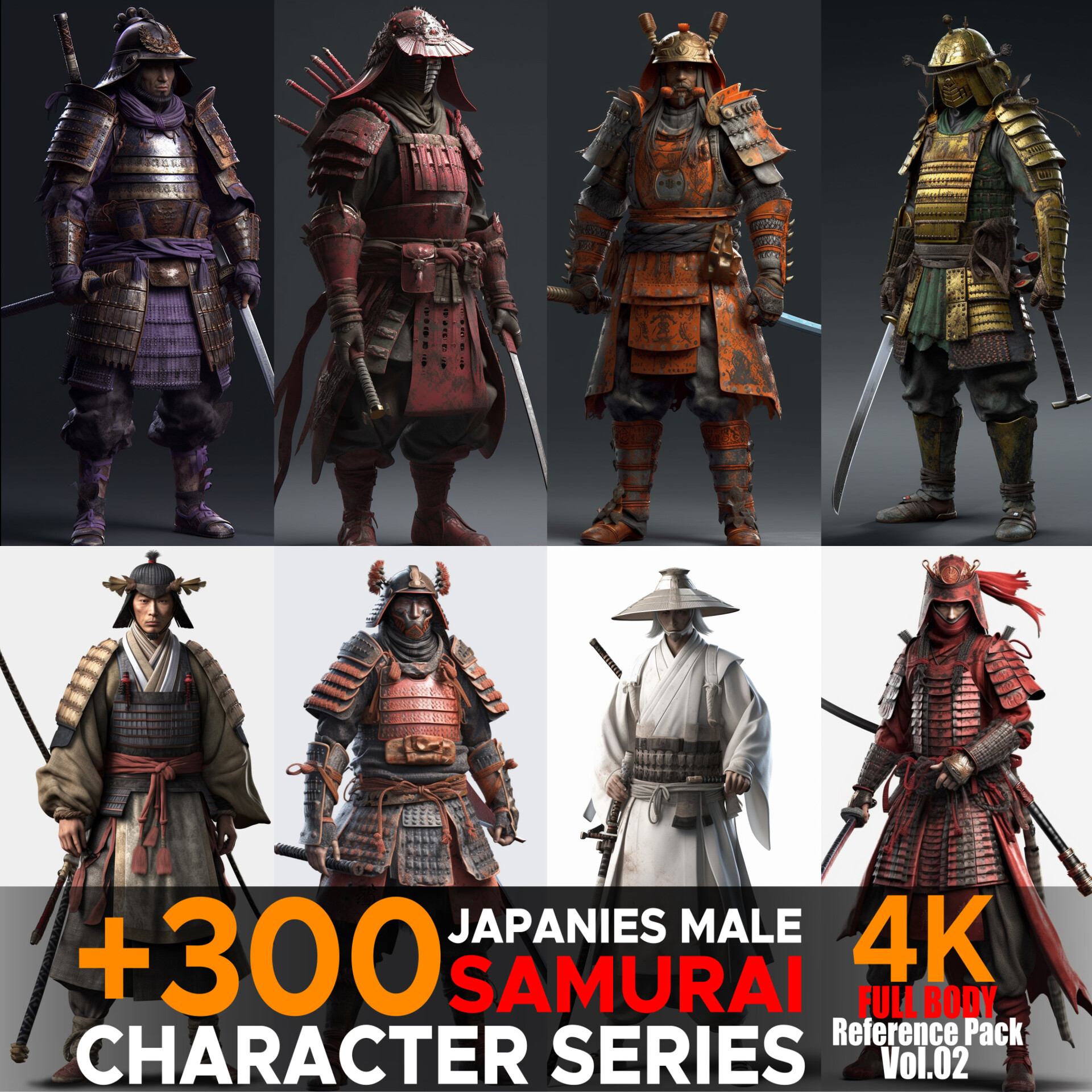 ArtStation - +300 Japanies Male Samurai (Samurai collection Vol.02) 4K