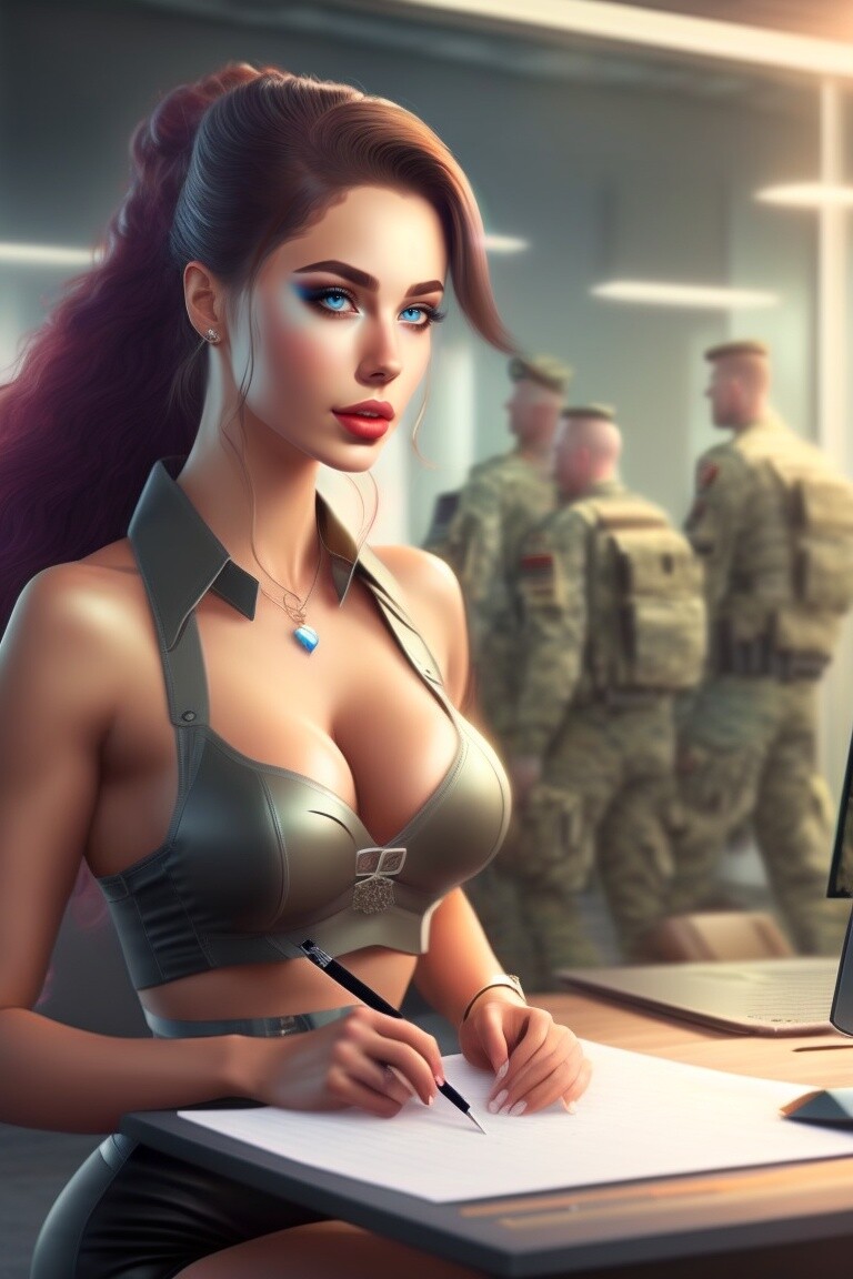 High on pixels - beautiful office girl