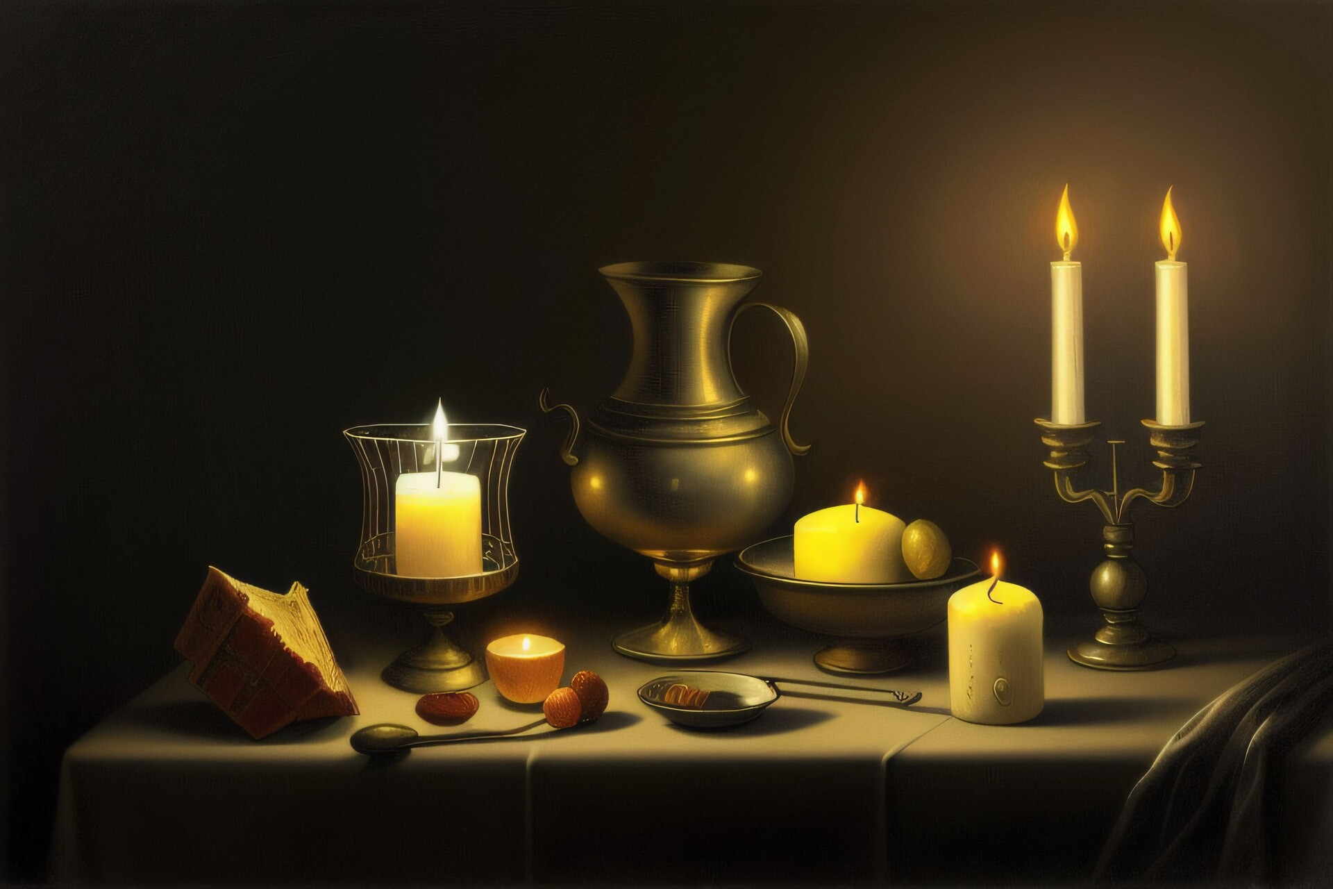 ArtStation - [AI] Moody still life with flickering candlelight ...