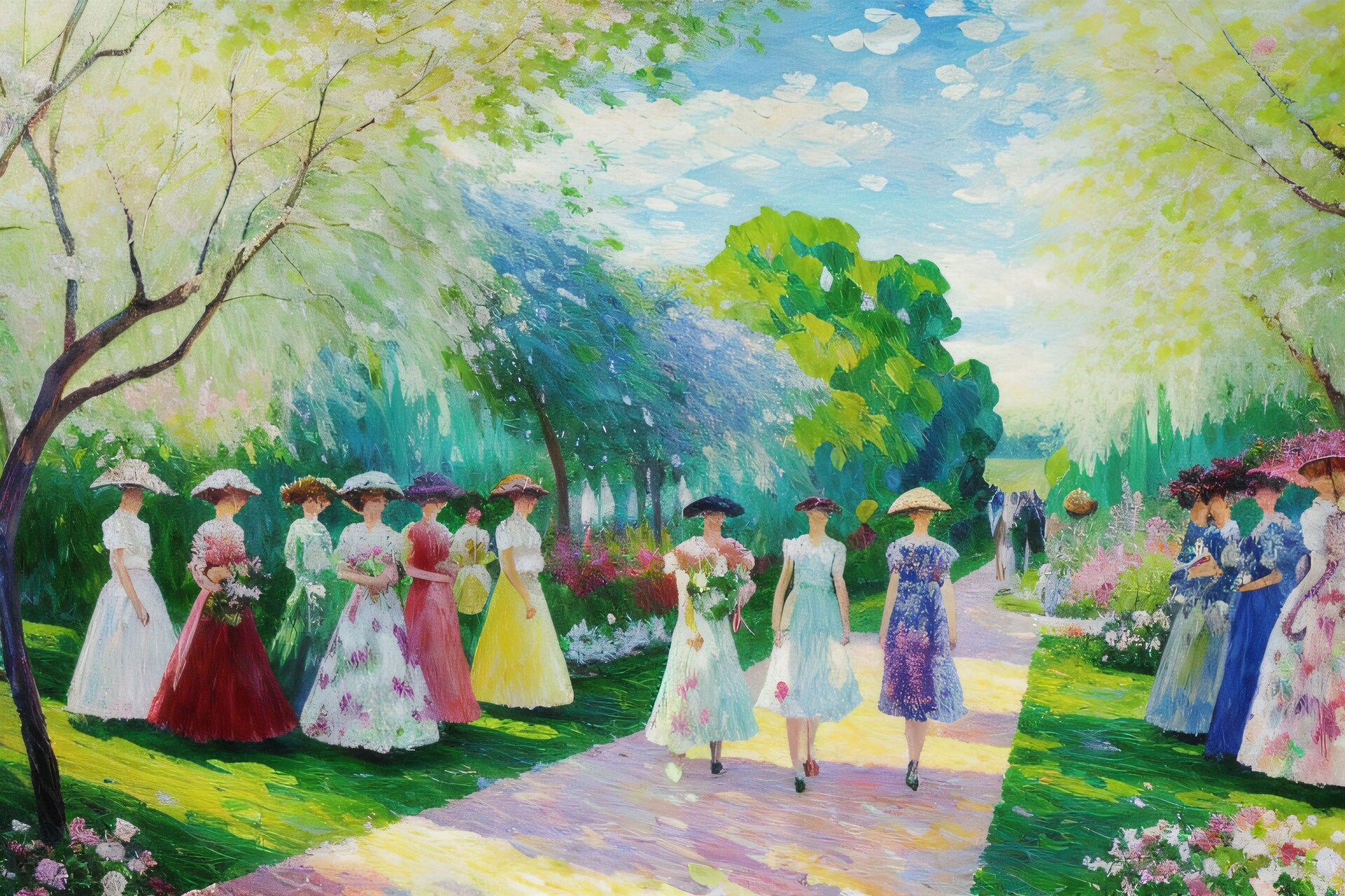 ArtStation - [AI] Impressionist outdoor fashion show in a lush garden