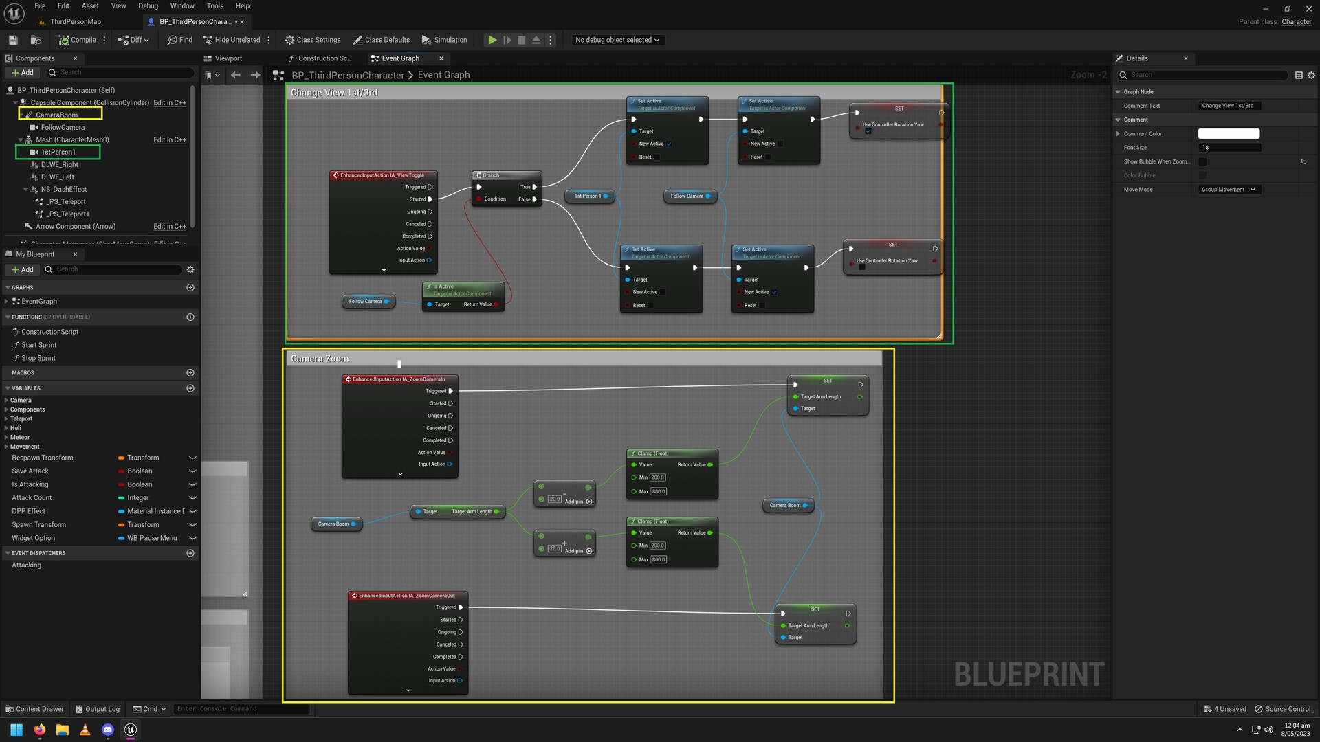 Damien Ramirez (CG) - Tutorial Camera Zoom & 1st to 3rd Person Toggle - UE5