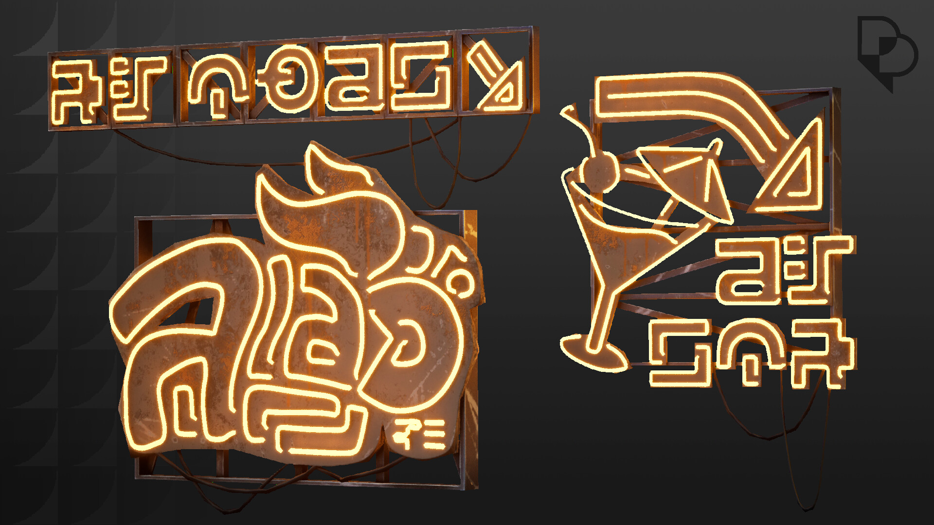 ArtStation - Cyberpunk Slum Environment - Neon Signs