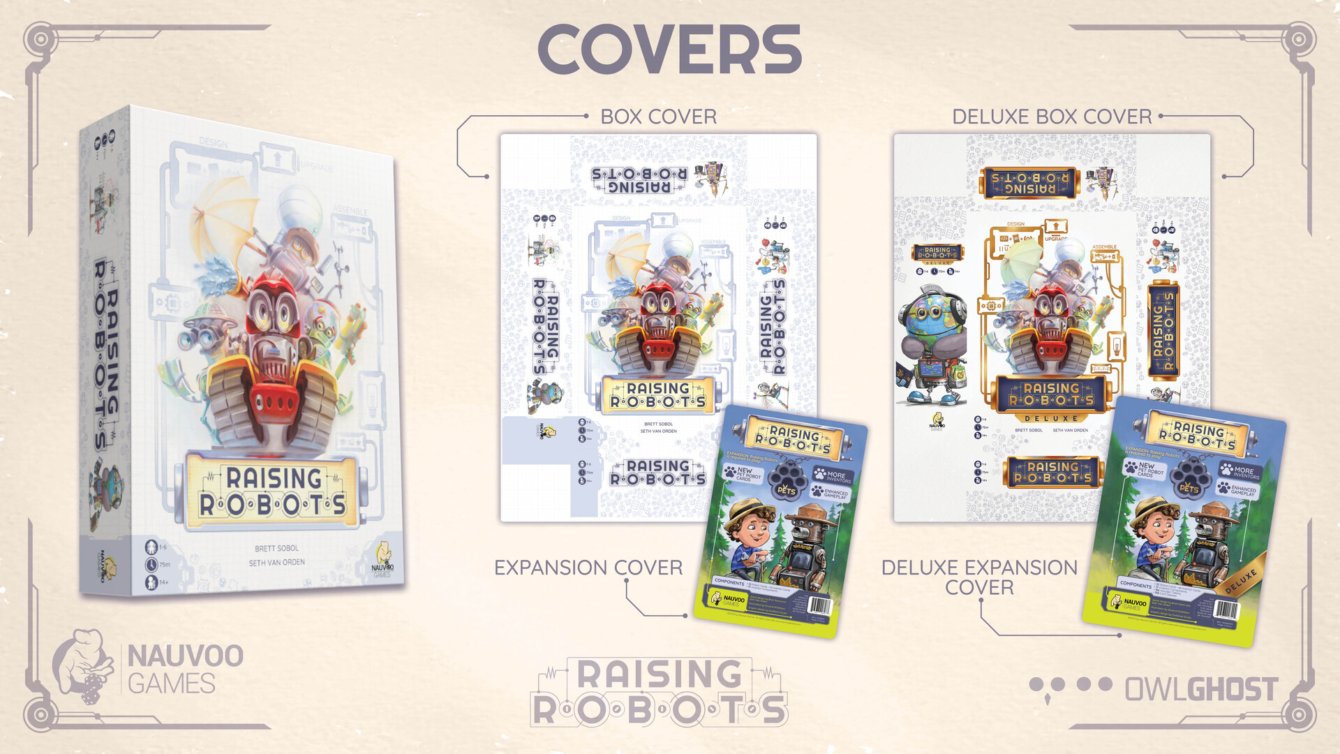 Owl Ghost Creatives - Raising Robots: Logos, Boxes & Text Layout