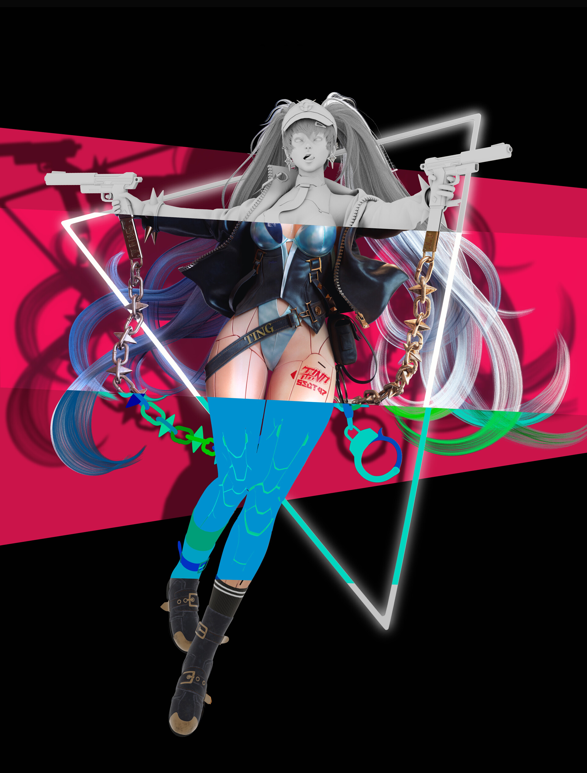 巧课力 CGmomo - 【学生作品】王婷婷 --《双马尾暴力女警员》