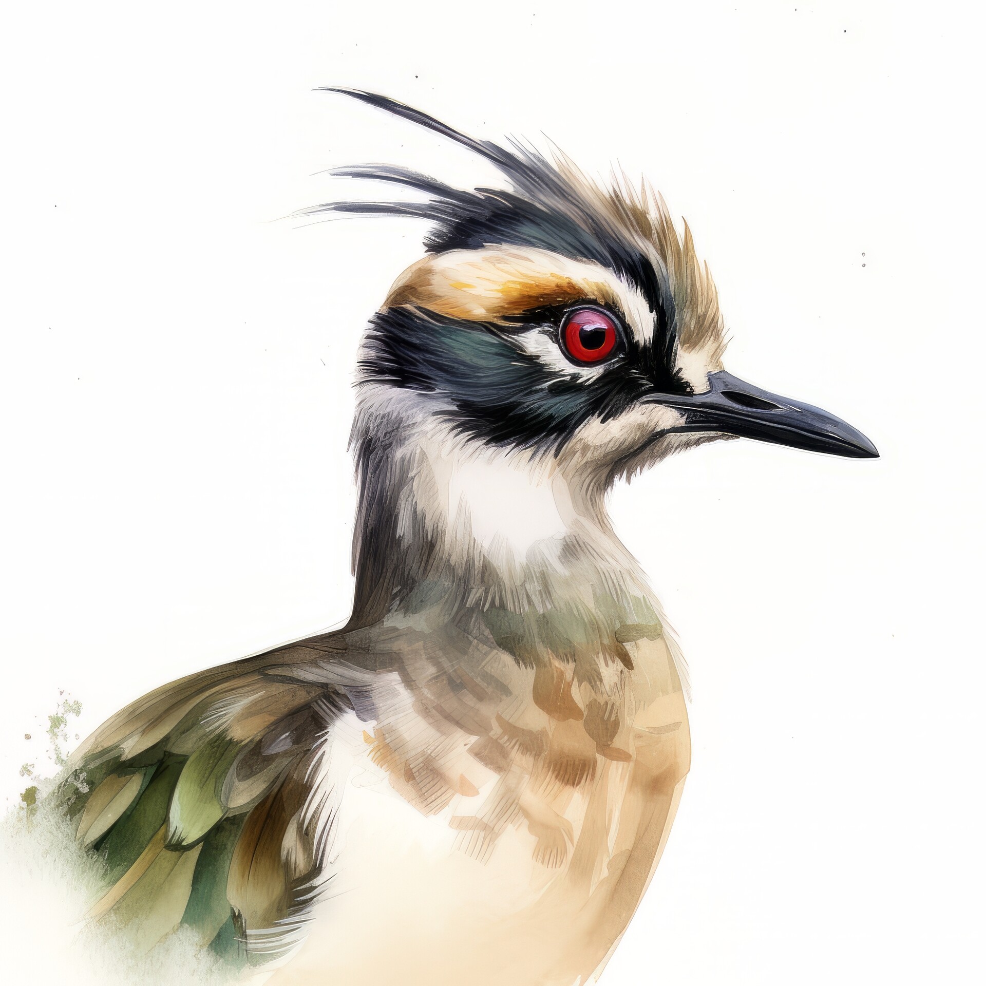 ArtStation - Lapwing Bird Portrait Watercolor Painting