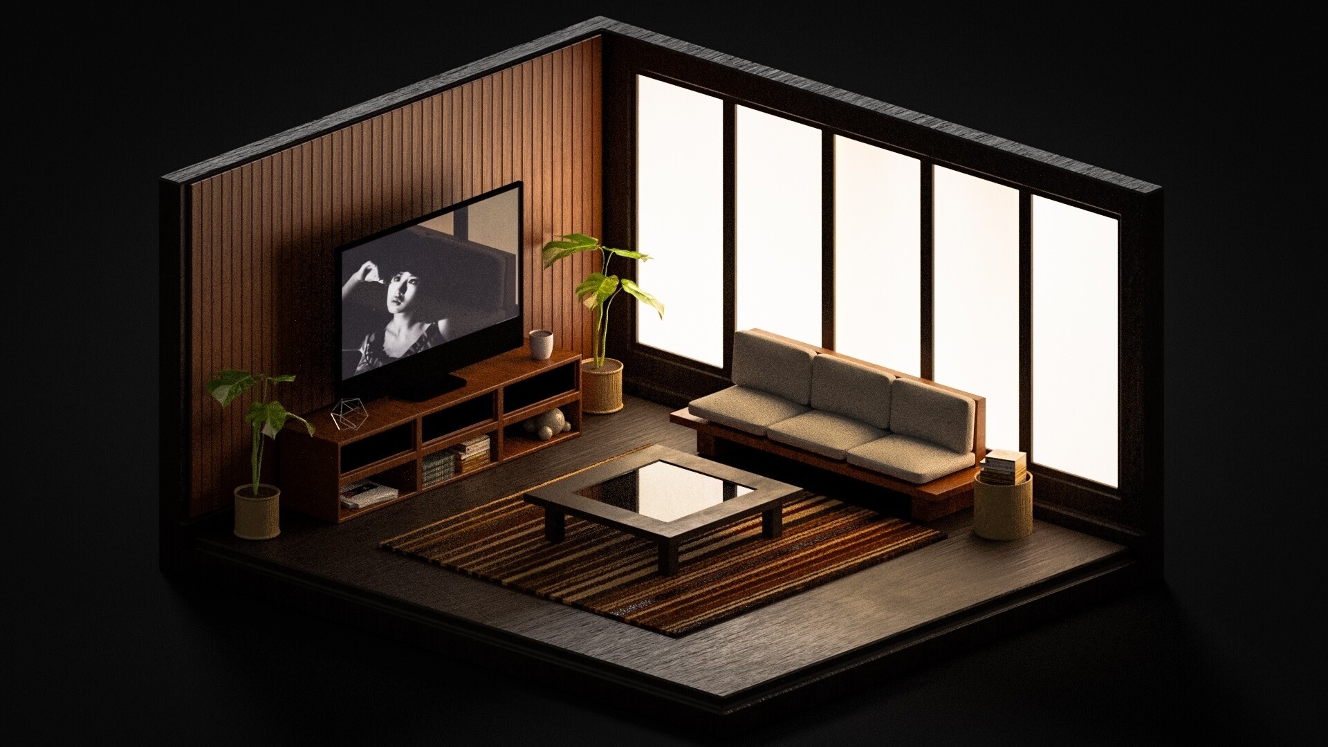 ArtStation - ISOMETRIC LIVING ROOM