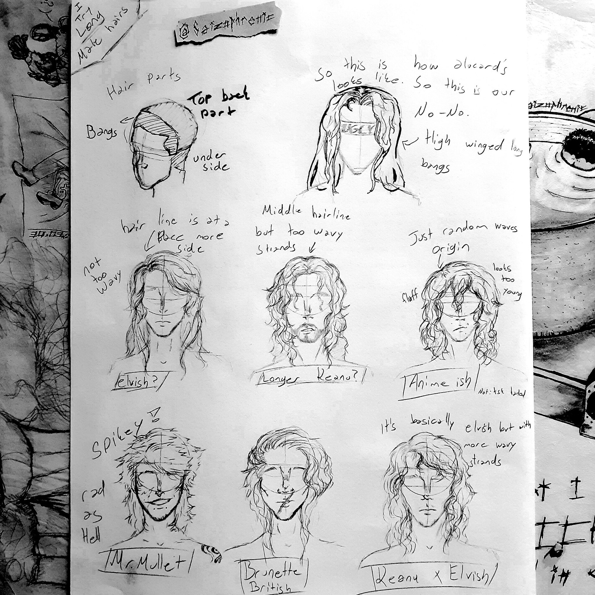 how to draw male long hair