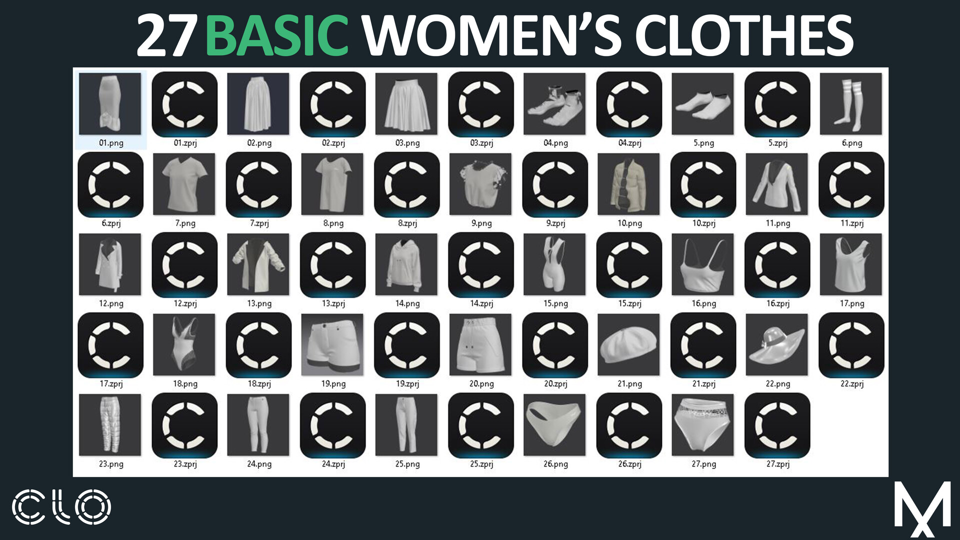 TOBart - 27 BASIC WOMEN'S CLOTHES PACK / Marvelous Designer / CLO3D ...