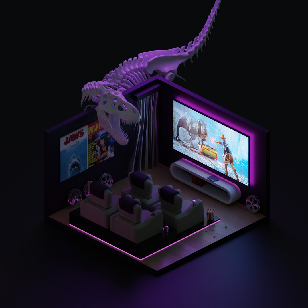 ArtStation - Isometric Movie Room